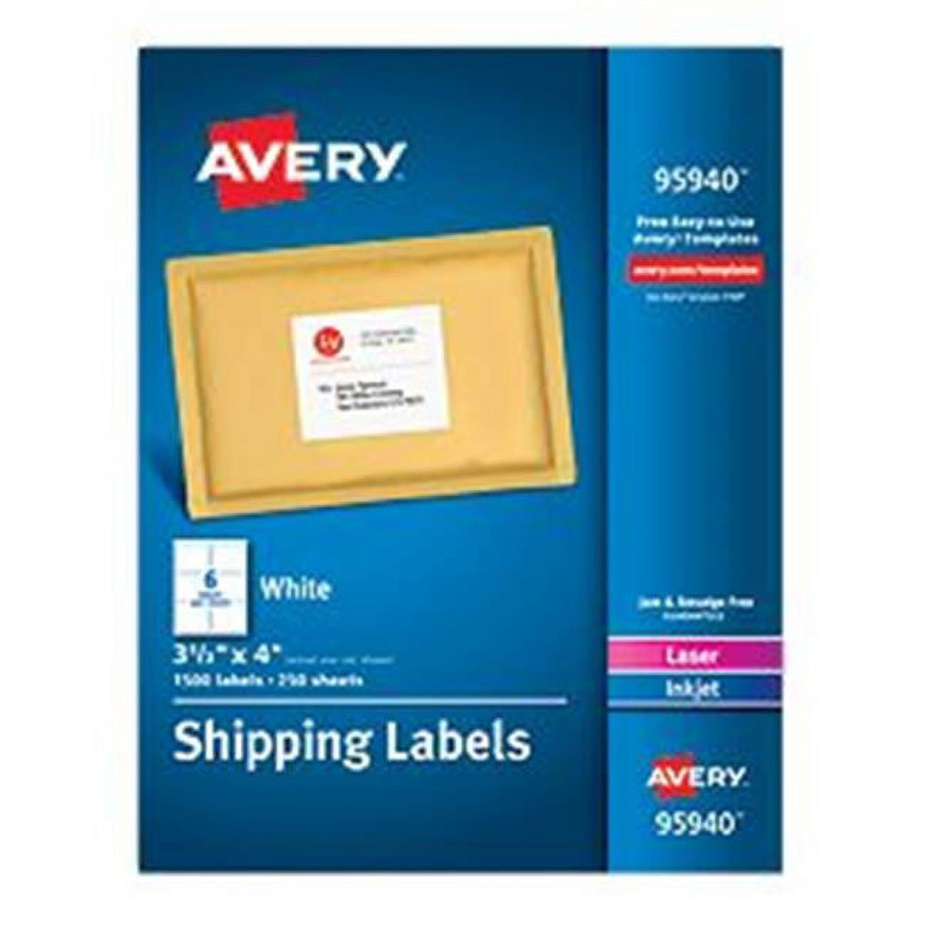 Avery-Dennison White Shipping Labels- Laser or Inkjet- White - 3.3 x 4 ...