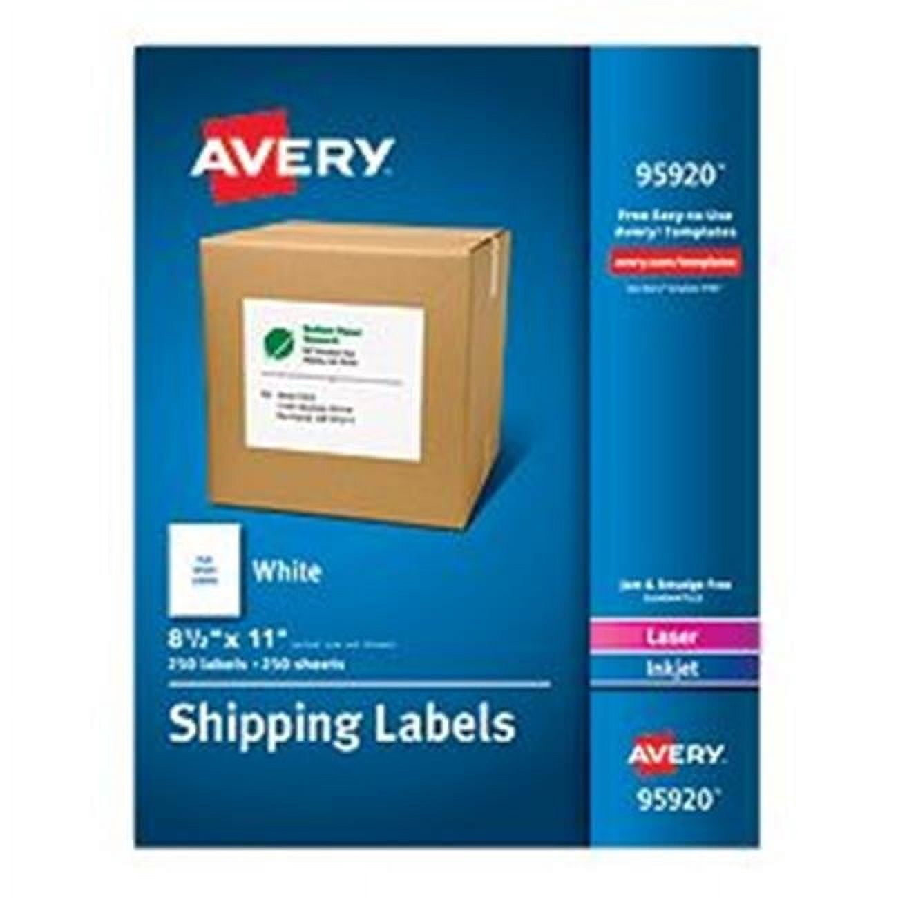 Avery-Dennison White Shipping Labels, Laser or Inkjet, White - 8.5 x 11 ...