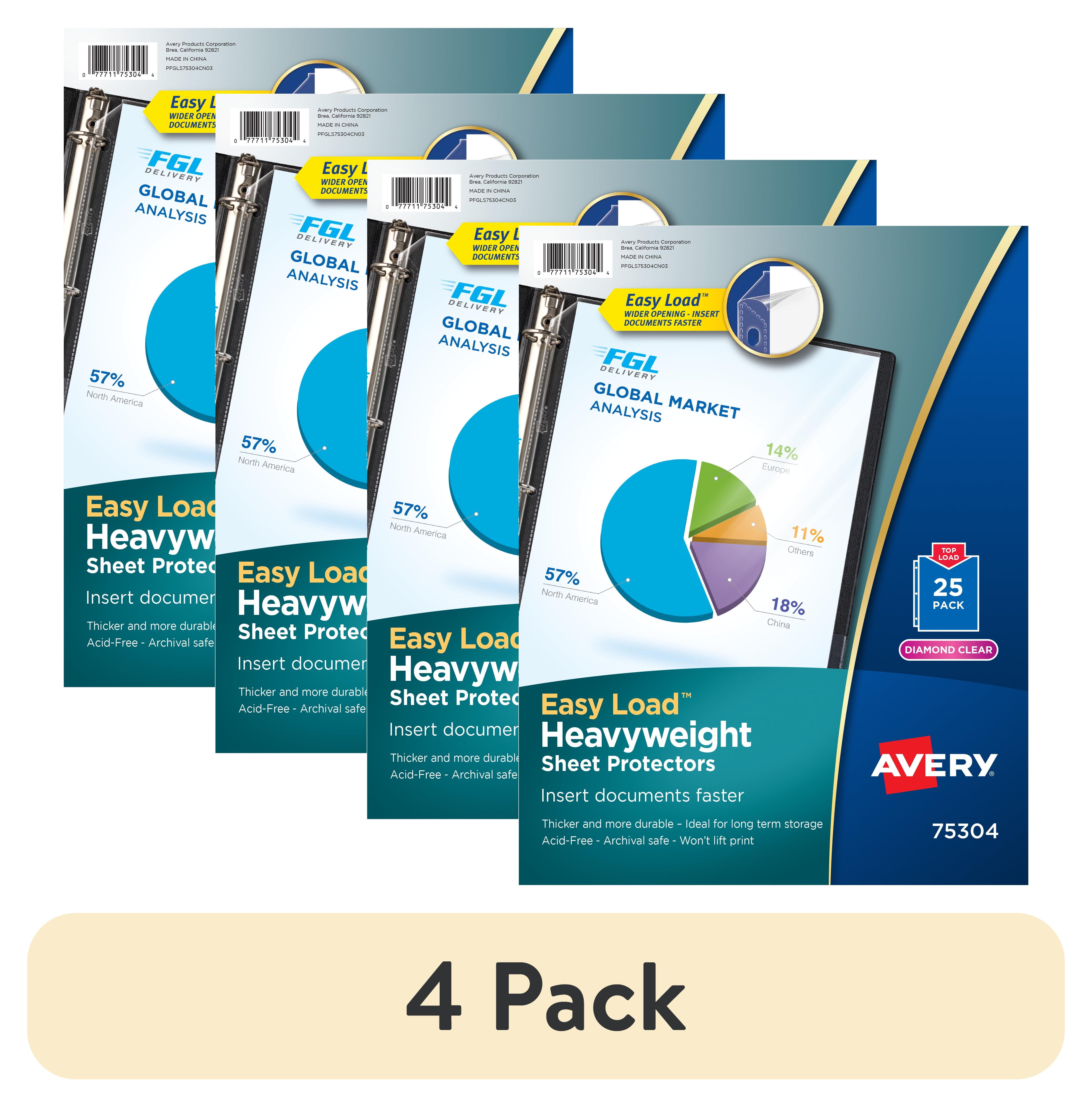 (4 pack) Avery Diamond Clear Heavyweight Sheet Protectors, Acid-Free ...