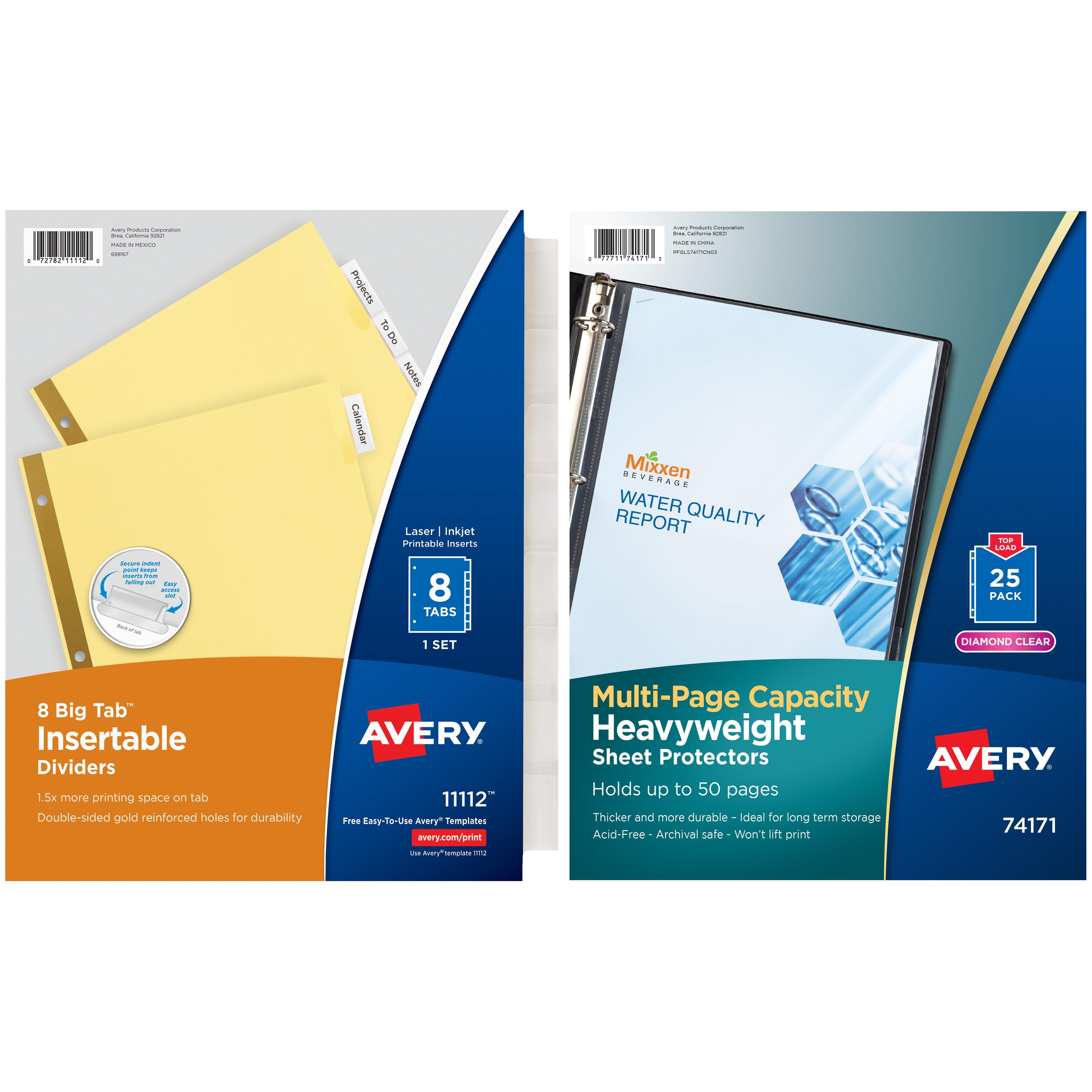 Avery Diamond Clear Multi-Page Capacity Sheet Protectors 74171, Acid Free, 25/Pack and Avery ...