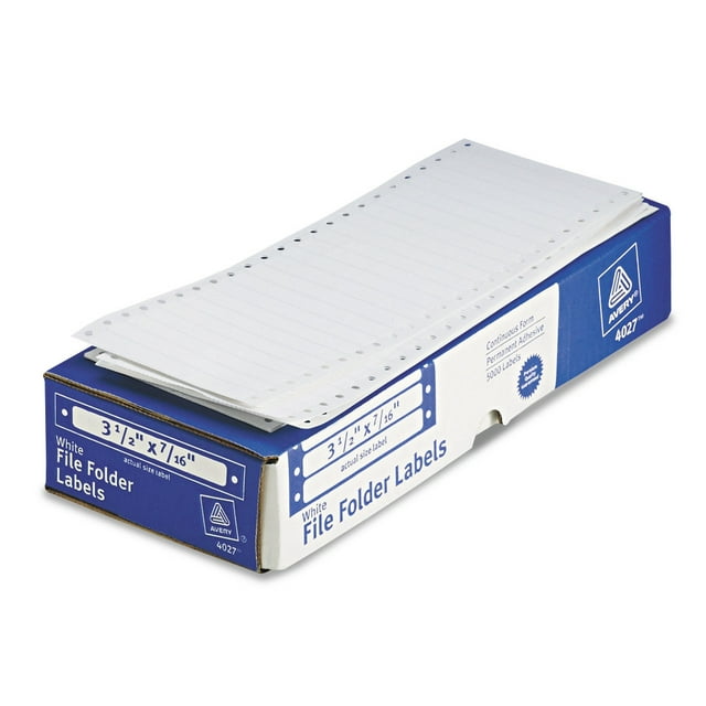 Avery Dot Matrix File Folder Labels 7/16 x 3 1/2 White 5000/Box 4027 ...