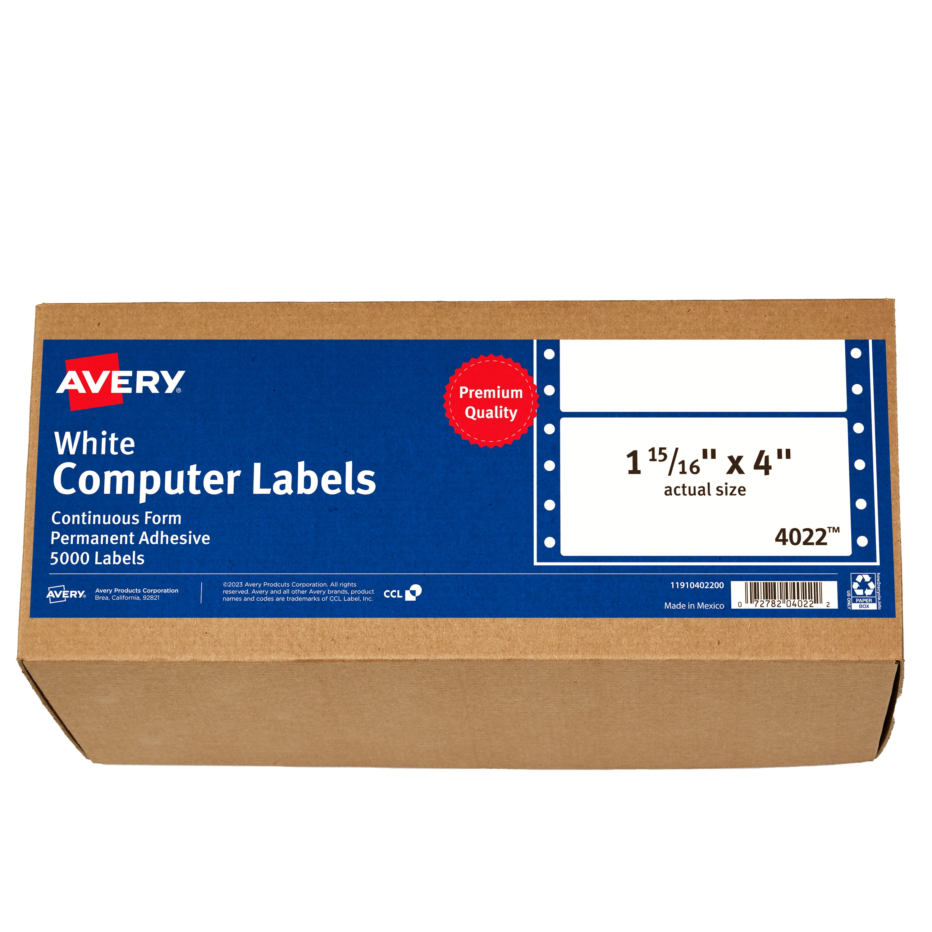 Avery 4022 White Computer Labels, 1-15/16" x 4", for Shipping, Mailing ...