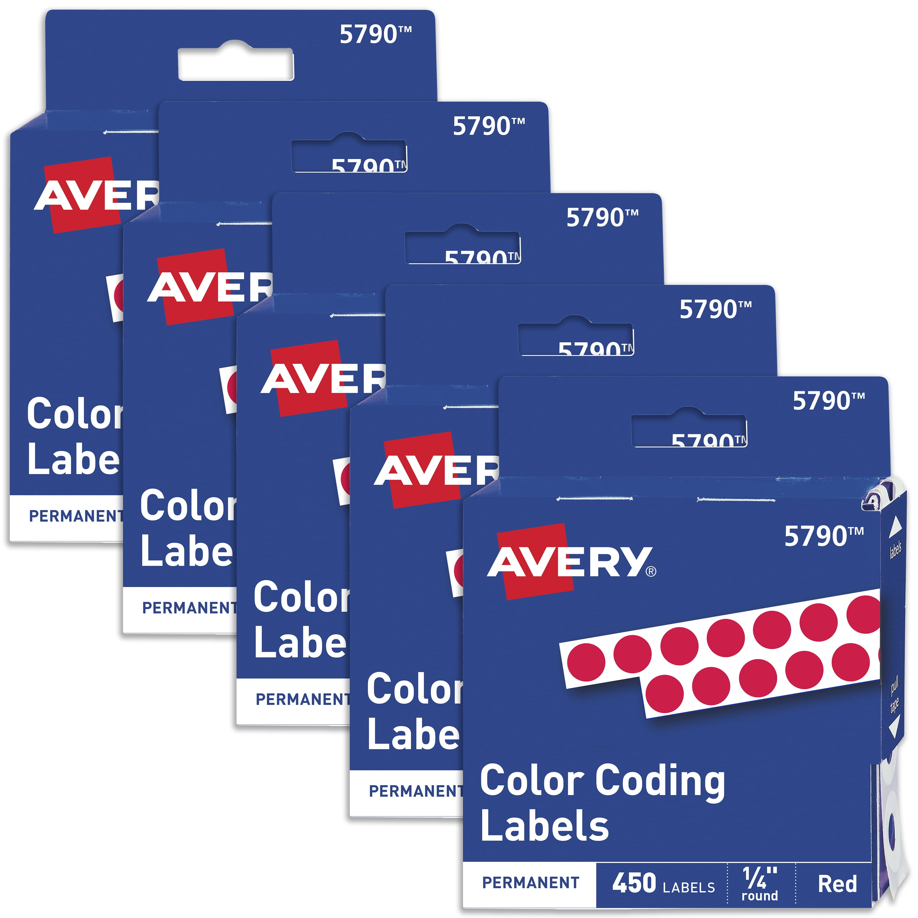 Avery Dot Stickers 1/4 inch, 450 Red Stickers per Pack, 5 Packs, 2,250 ...