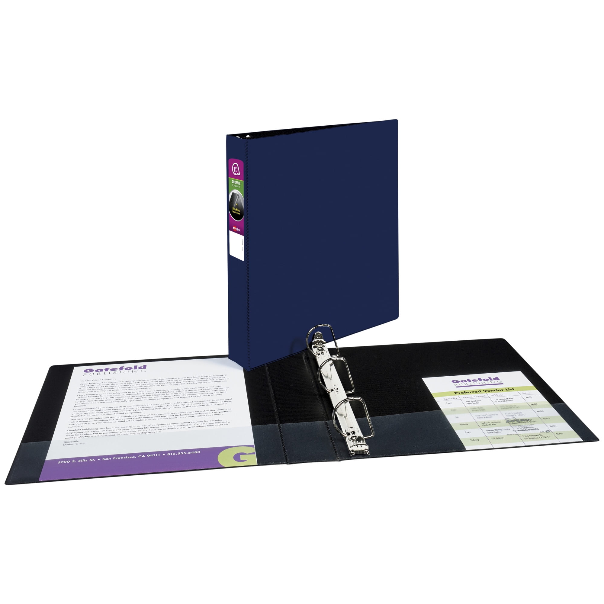 Avery Durable Binder with Slant Rings, 11 x 8 1/2, 1 1/2", Blue ...