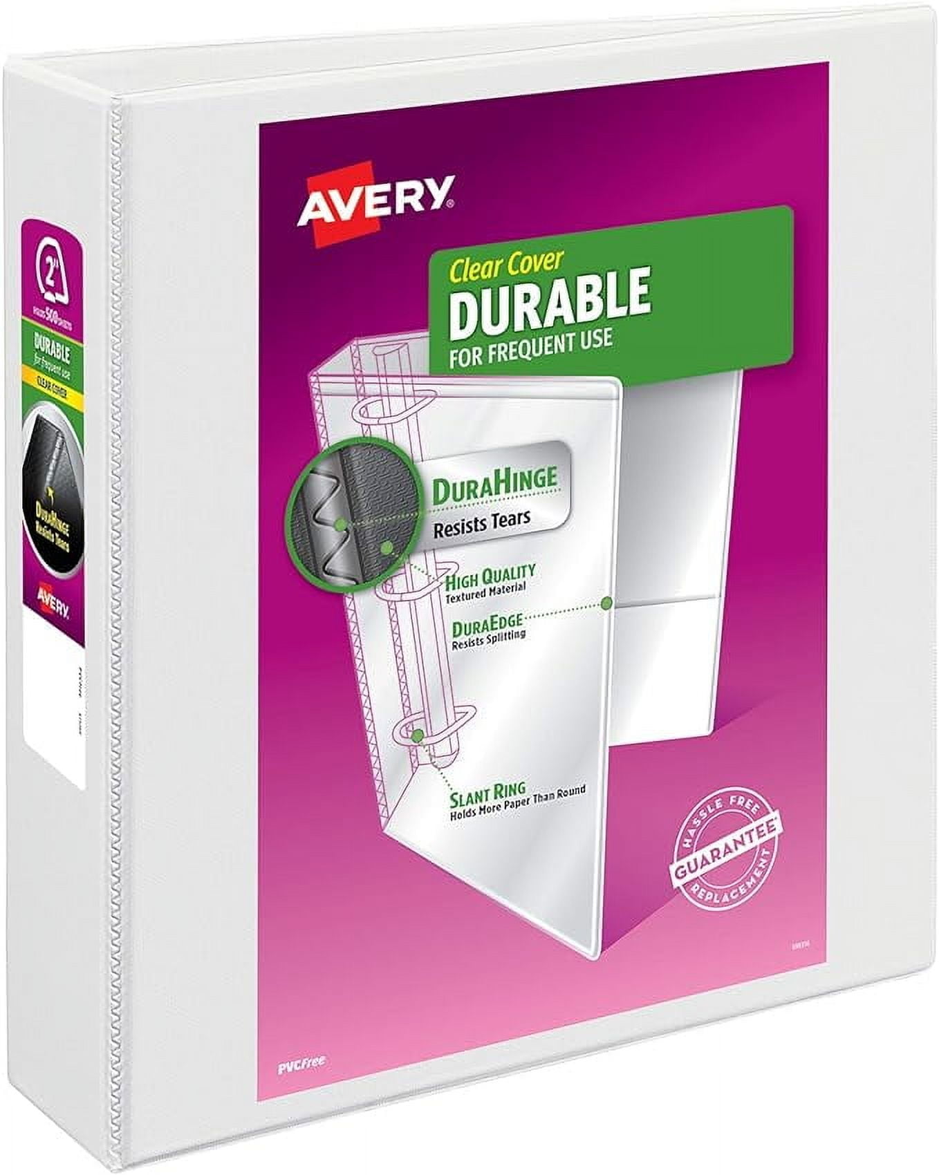 Avery Durable Clear View 3 Ring Binders, 2 Inch EZD Rings, 1 White ...