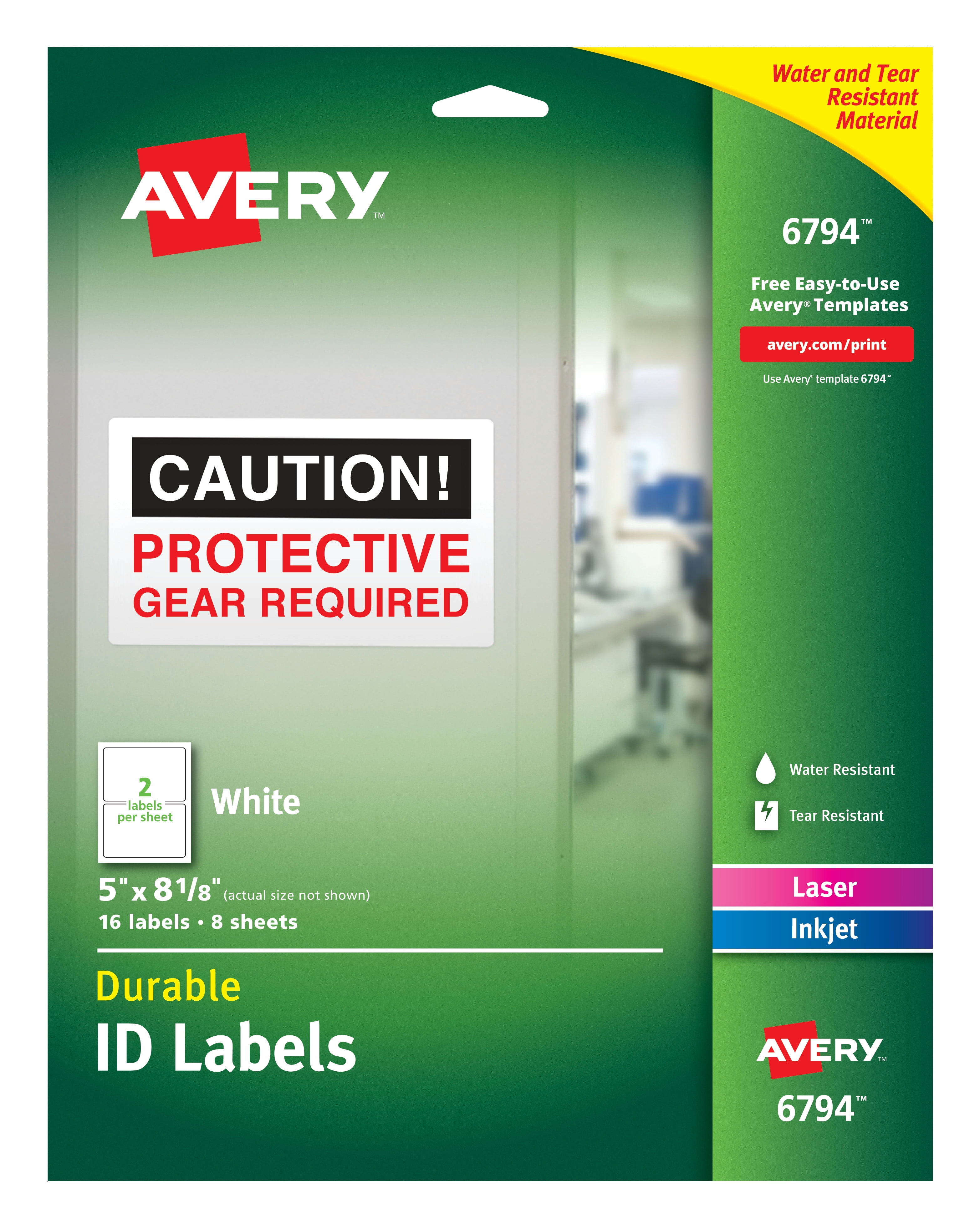 Avery Durable ID Labels, Permanent Adhesive, 5" x 8-1/8", 16 Labels ...