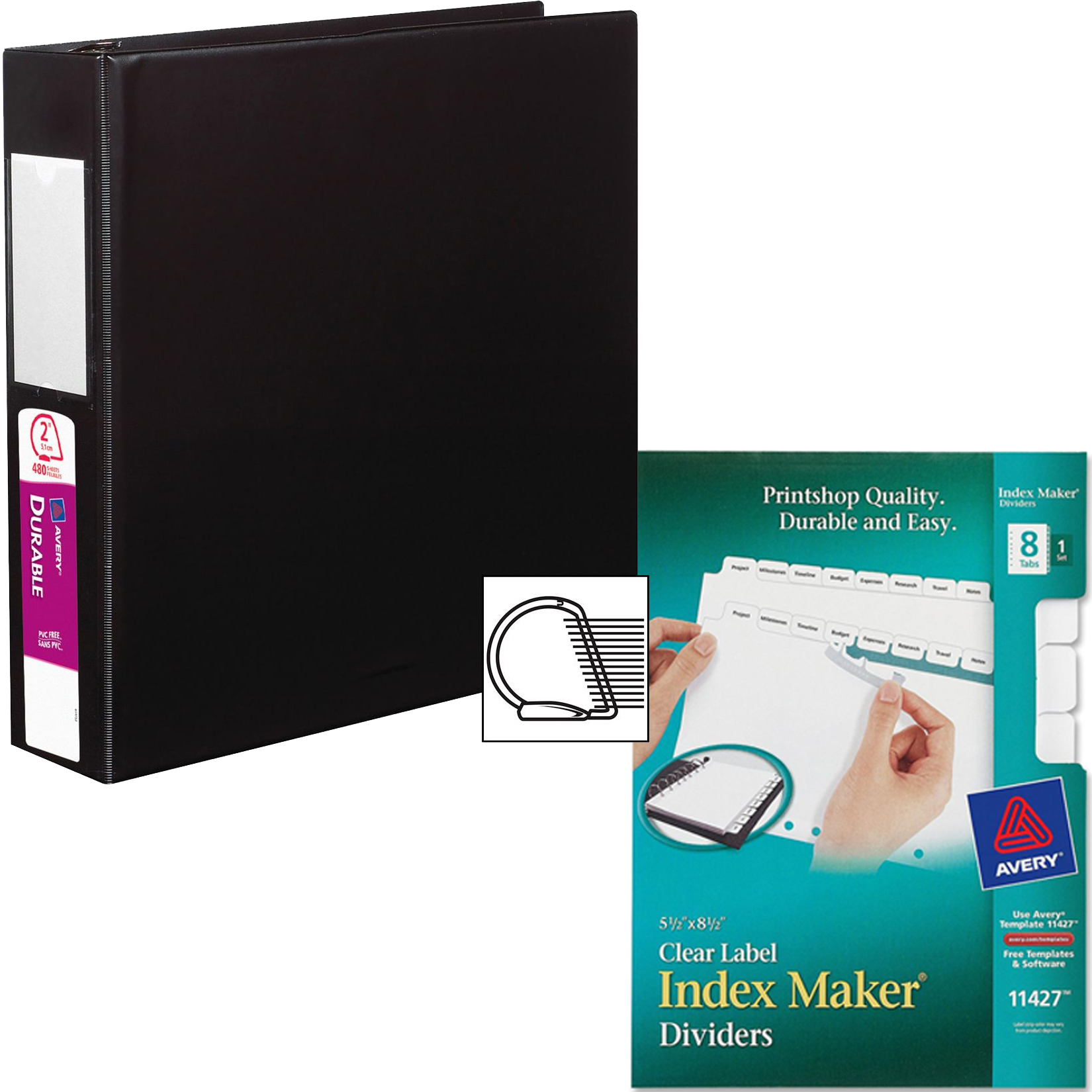 Avery Durable Round Ring Binder with Label Holders and Avery Index ...