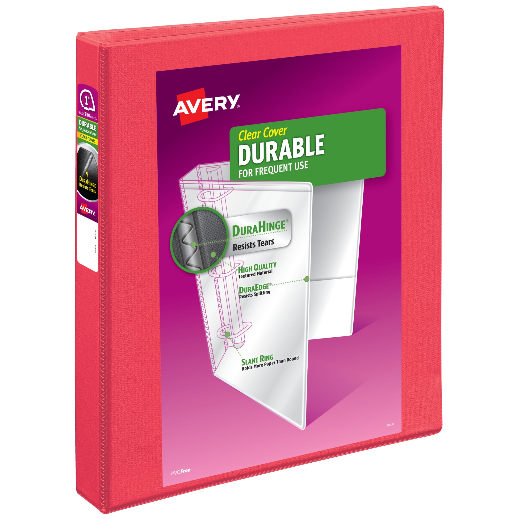 Avery, Durable View 1 inch Binder, 17293, Coral Pink - Walmart.com