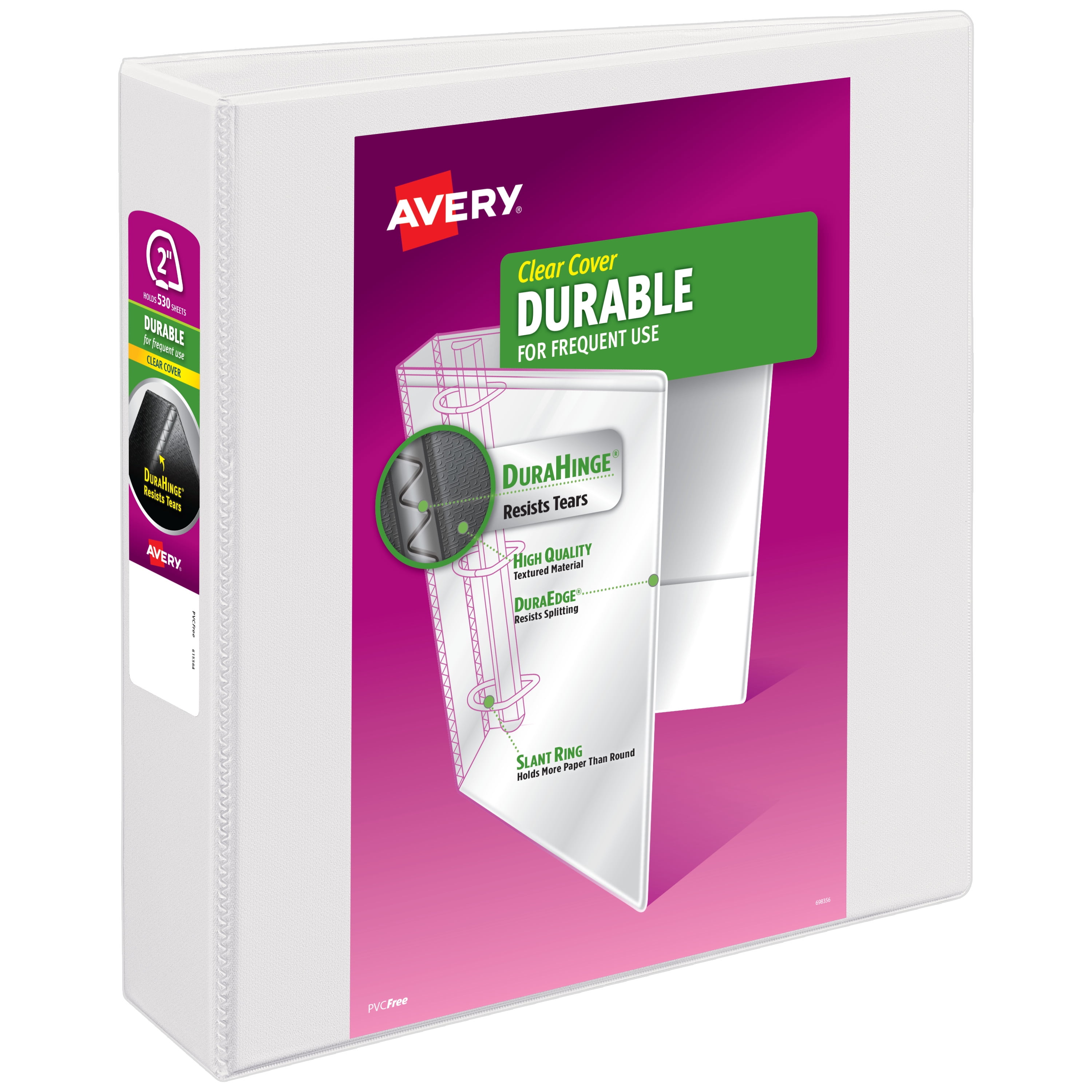 Avery Durable View Binder, 2" Slant Rings, Tear-Resistant, Flexible ...