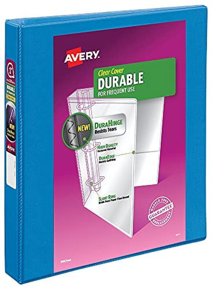 Avery Durable View 3 Ring Binder, 1 Inch Slant Rings, 1 Pool Blue ...