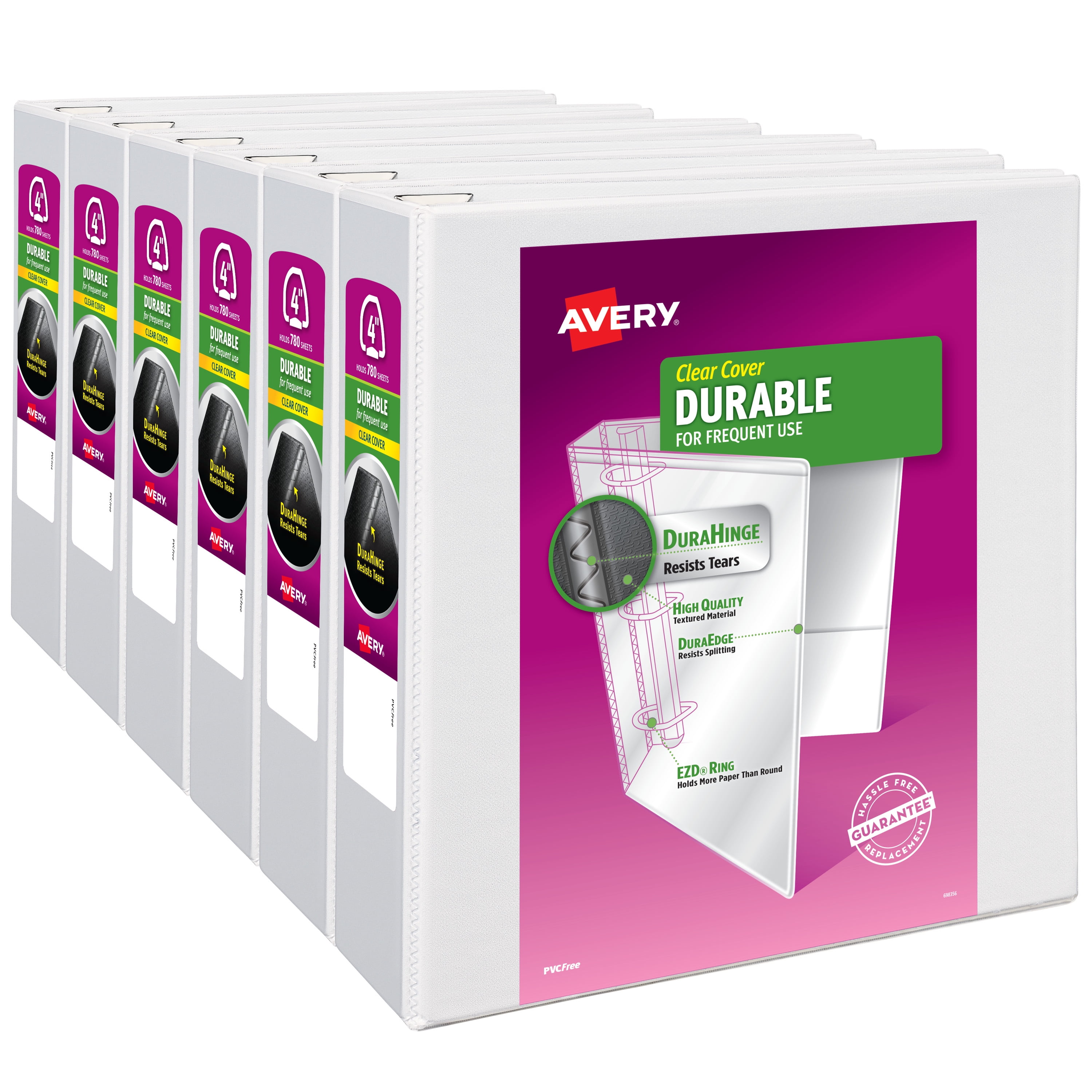 Avery Durable View 3 Ring Binder, 4" EZD Rings, 1 White Binder (09801 ...