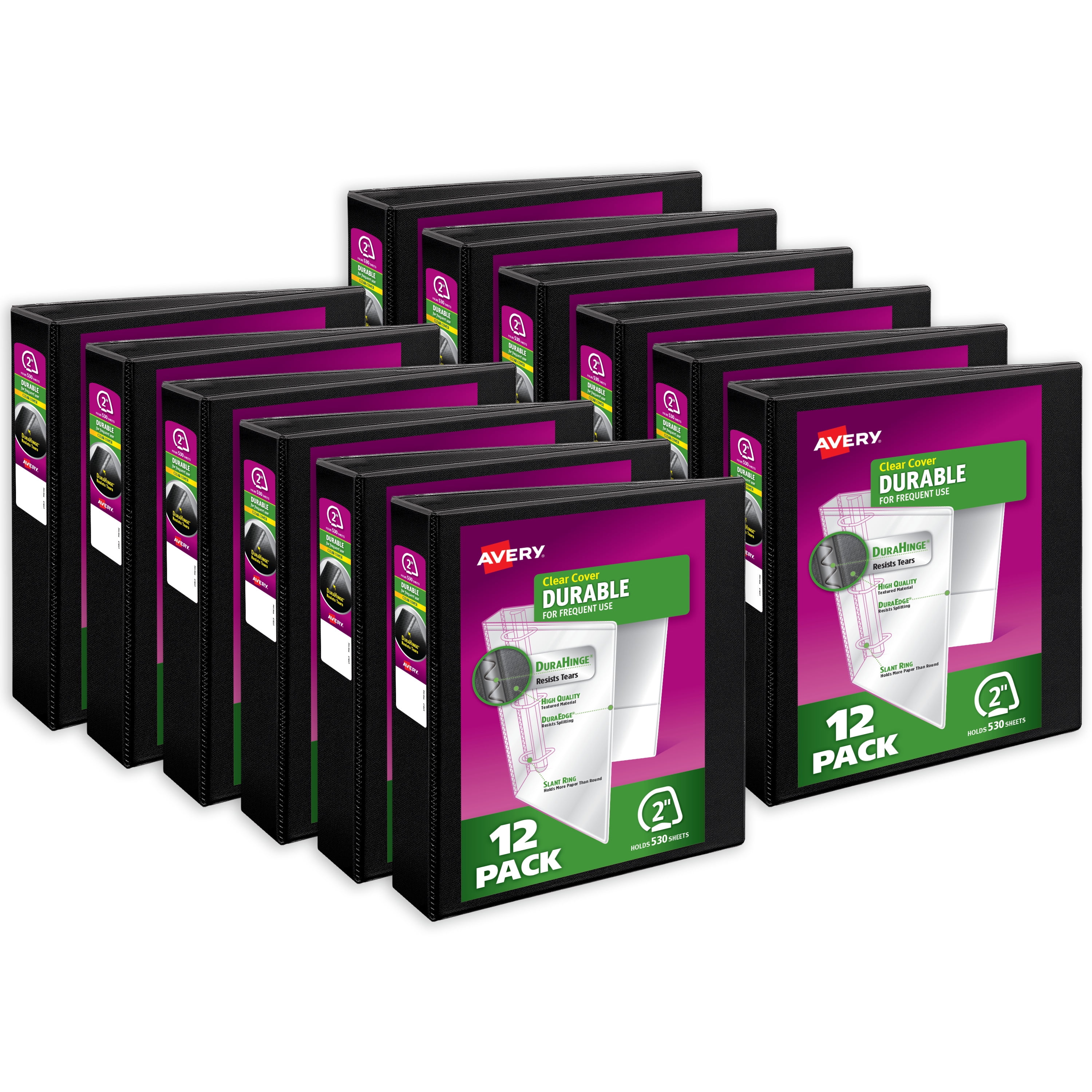 Avery Durable View 3 Ring Binders, 2 inch Slant Rings, 530-Sheet ...