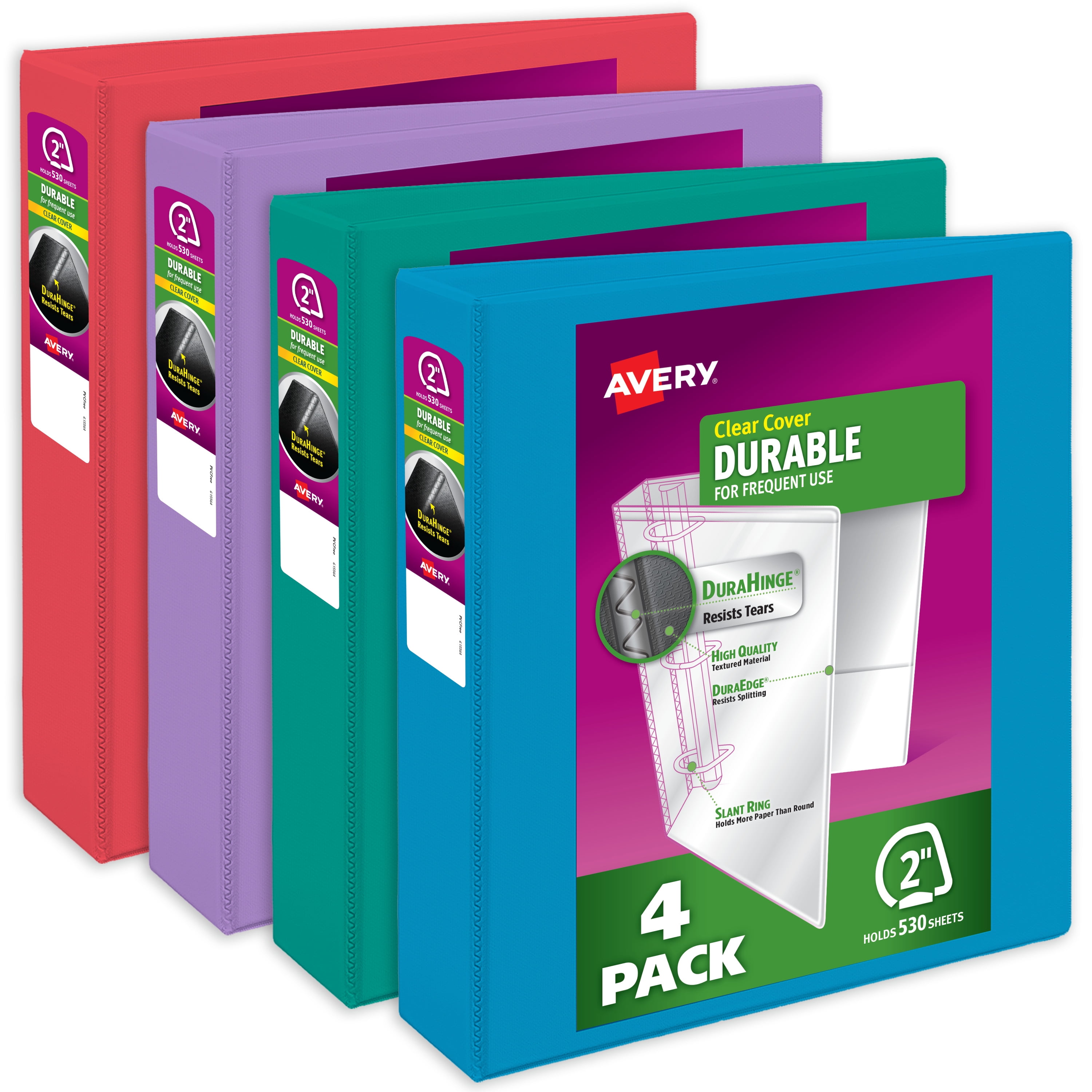 Avery Durable View 3 Ring Binders, 2 inch Slant Rings, 530-Sheet ...