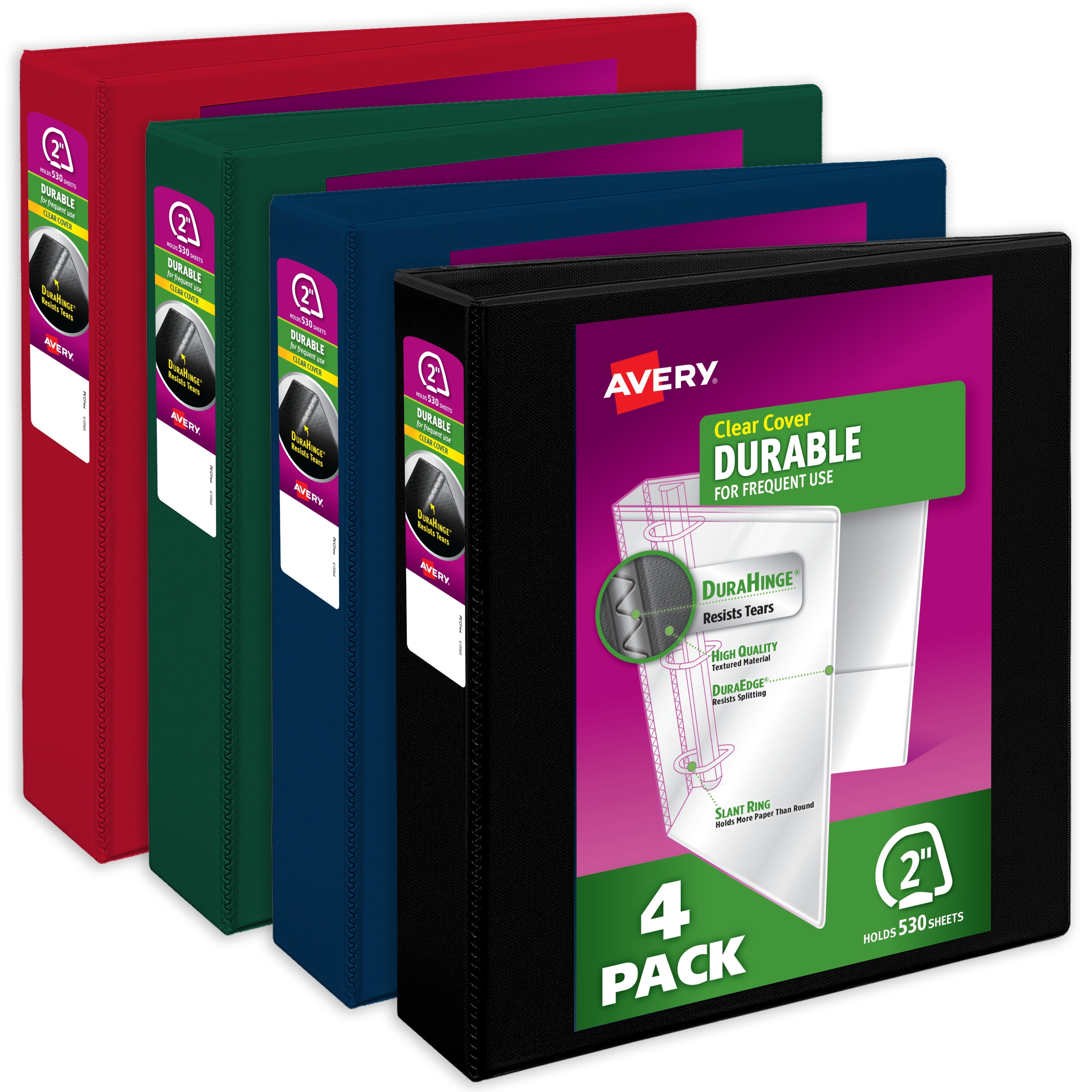 Avery Durable View 3 Ring Binders, 2 inch Slant Rings, 530-Sheet ...