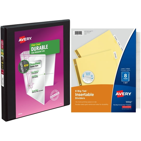 Avery Durable View Binder with Slant Rings, 1/2" Capacity, Black with ...