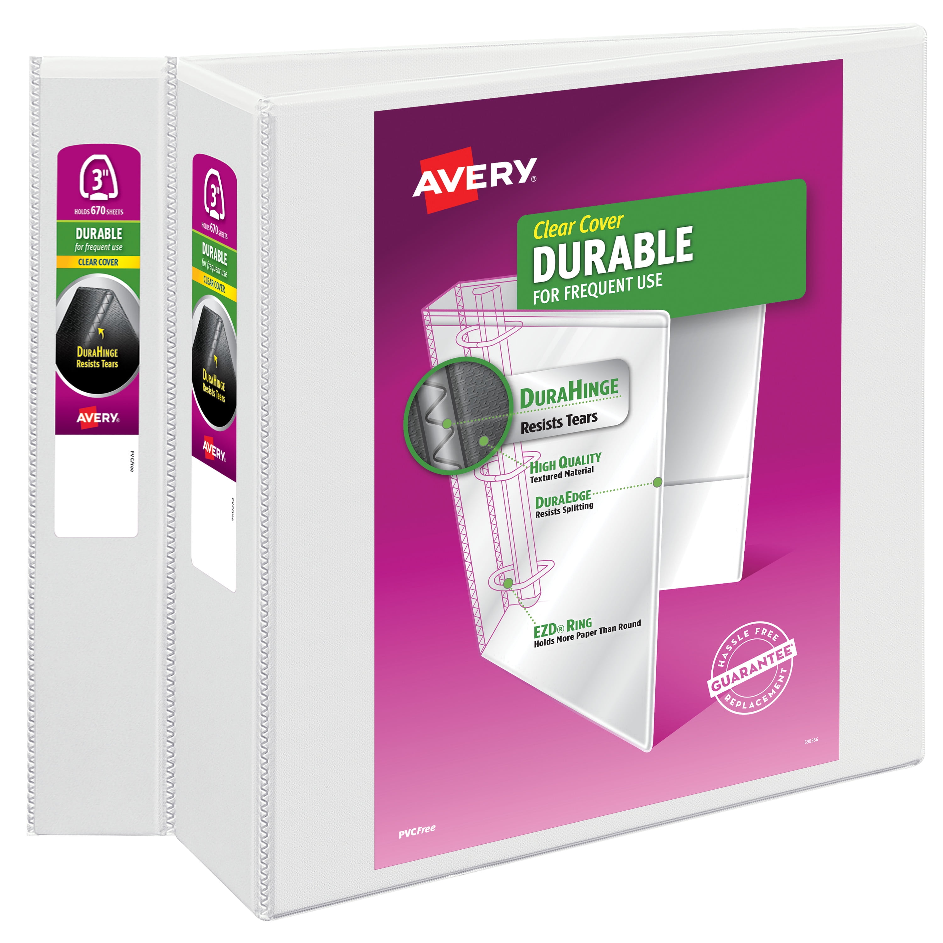 Avery Durable View Binders, 3 inch EZD Rings, 2 Binders (46038 ...