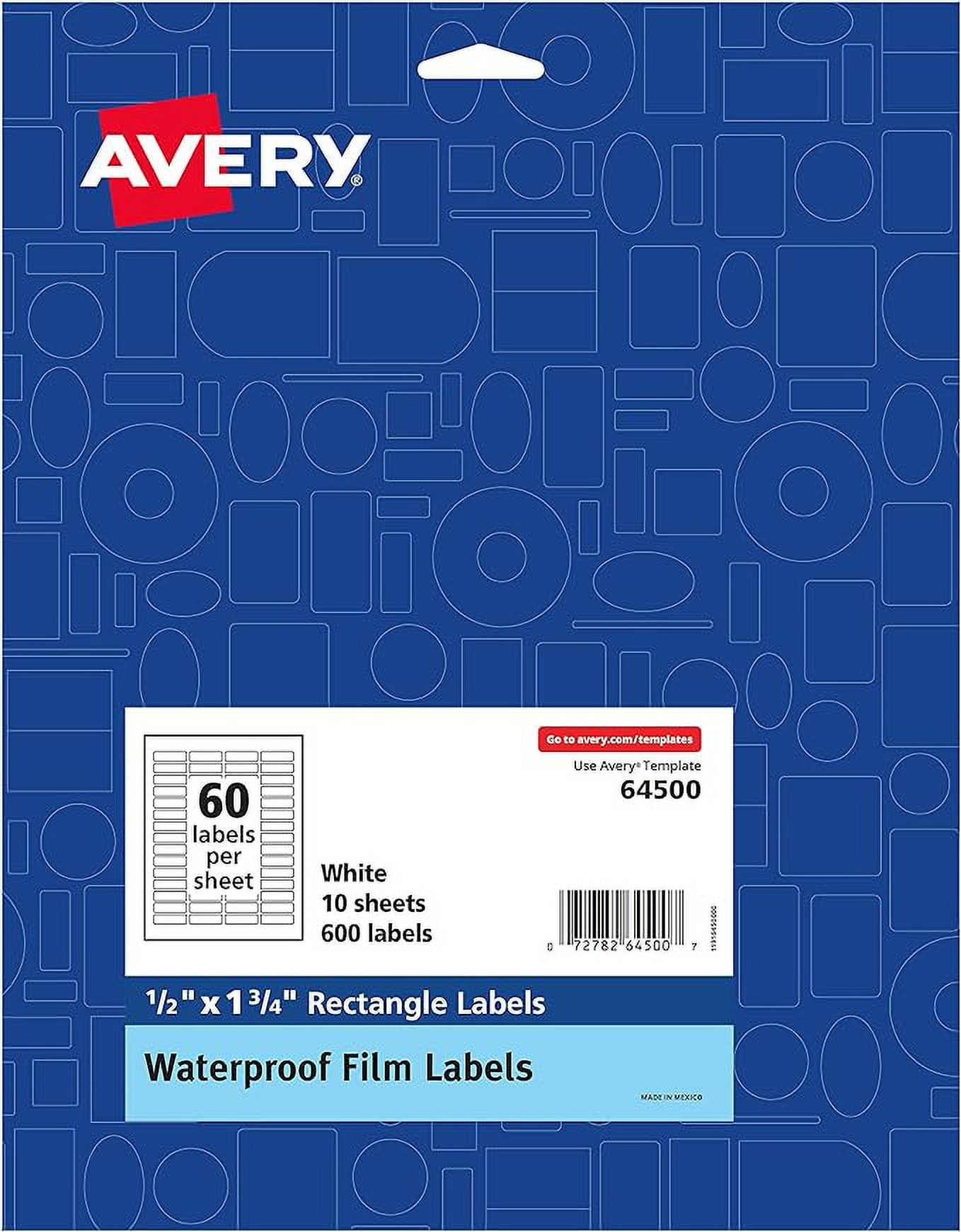 Avery Durable Waterproof Oil-Resistant Film Labels with Sure Feed ...