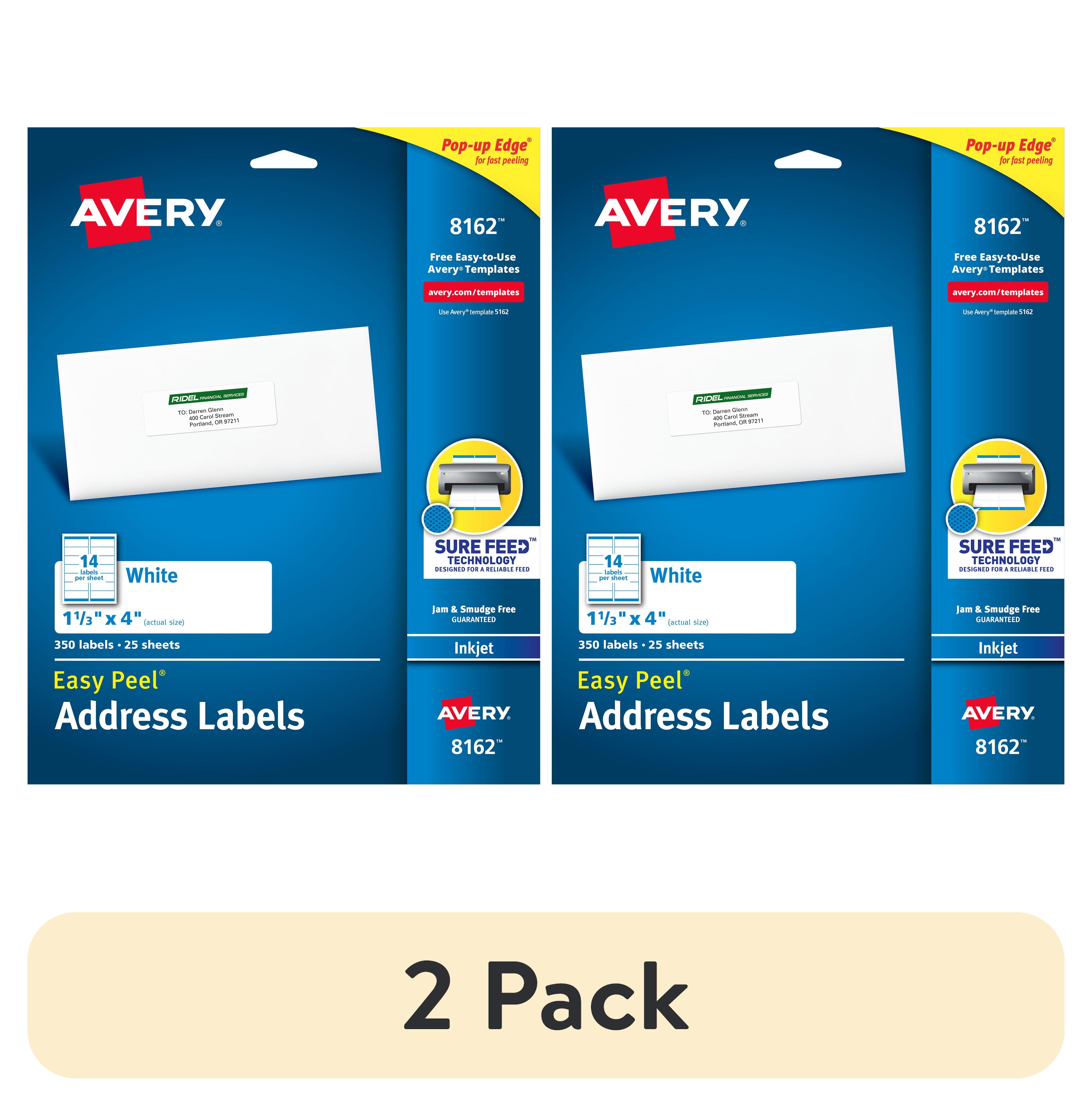 (2 pack) Avery Easy Peel Address Labels, 1-1/3" x 4", 350 Labels (8162 ...