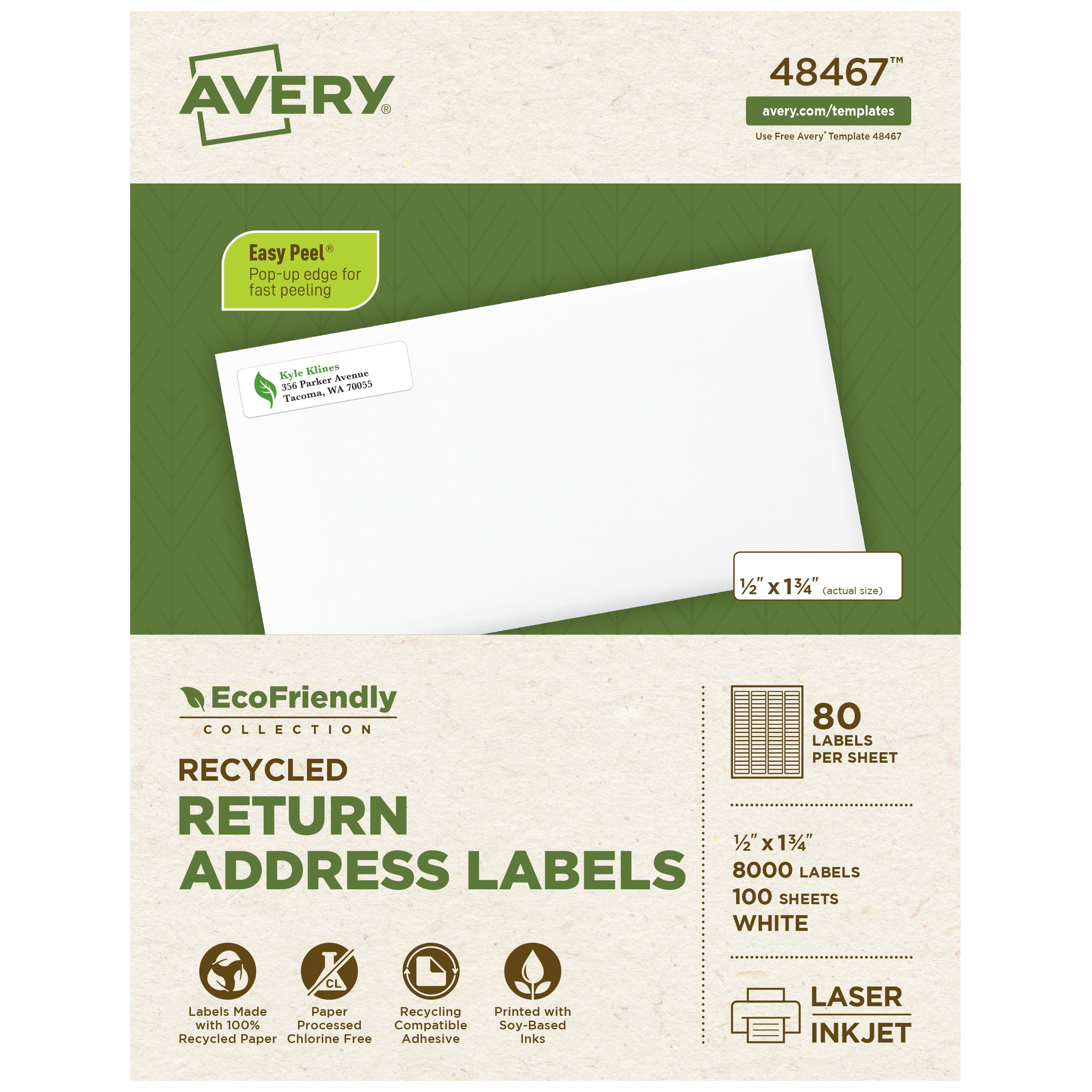 Avery EcoFriendly Address Labels, 1/2" x 1-3/4", 8,000ct (48467 ...