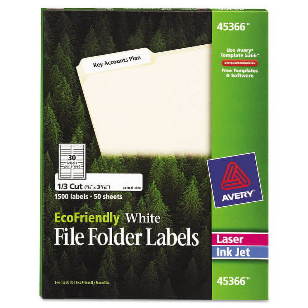 Avery EcoFriendly Permanent File Folder Labels, 0.66 x 3.44, White, 30 ...