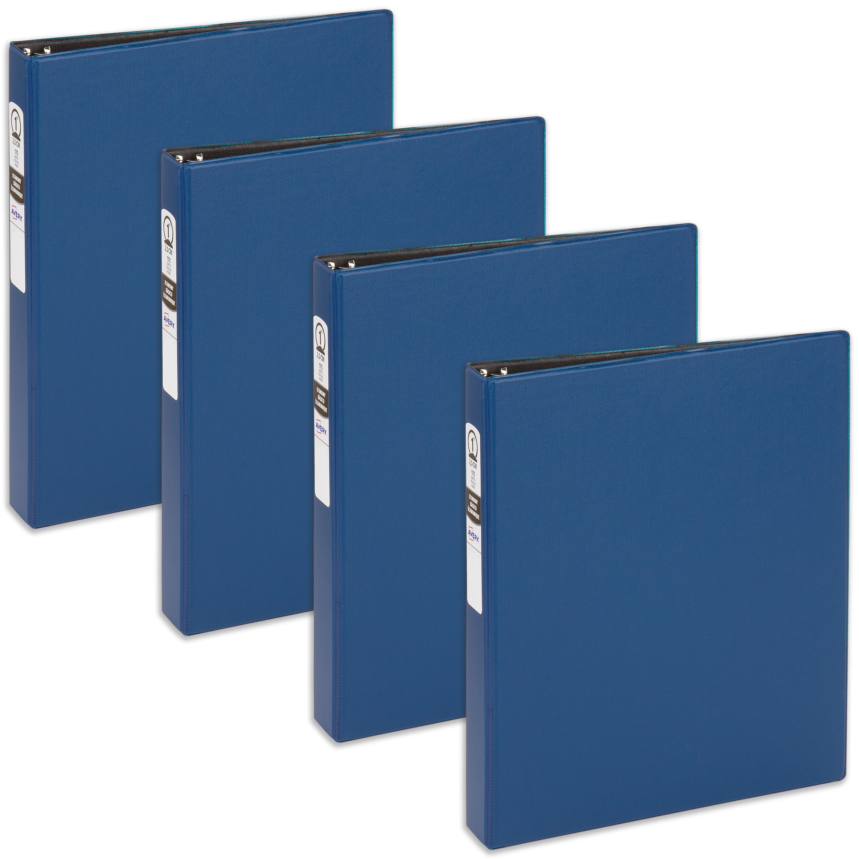 Avery Economy 3 Ring Binder, 1 inch Round Rings, 4 Blue Binders (03300 ...