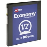 Avery Economy View Binder, 0.5" Capacity, 3 Round Rings, 11 x 8.5 ...
