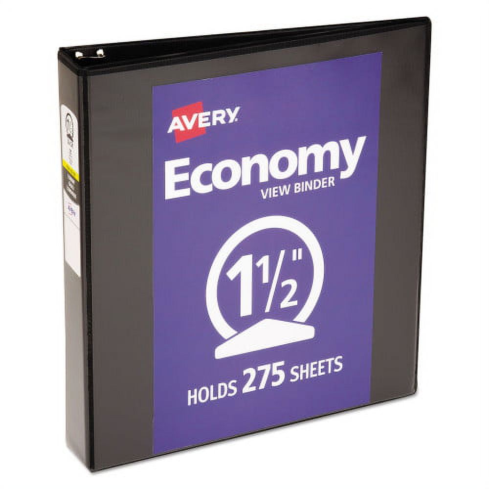 Avery Economy View Binder with Round Rings , 3 Rings, 1.5" Capacity, 11 ...