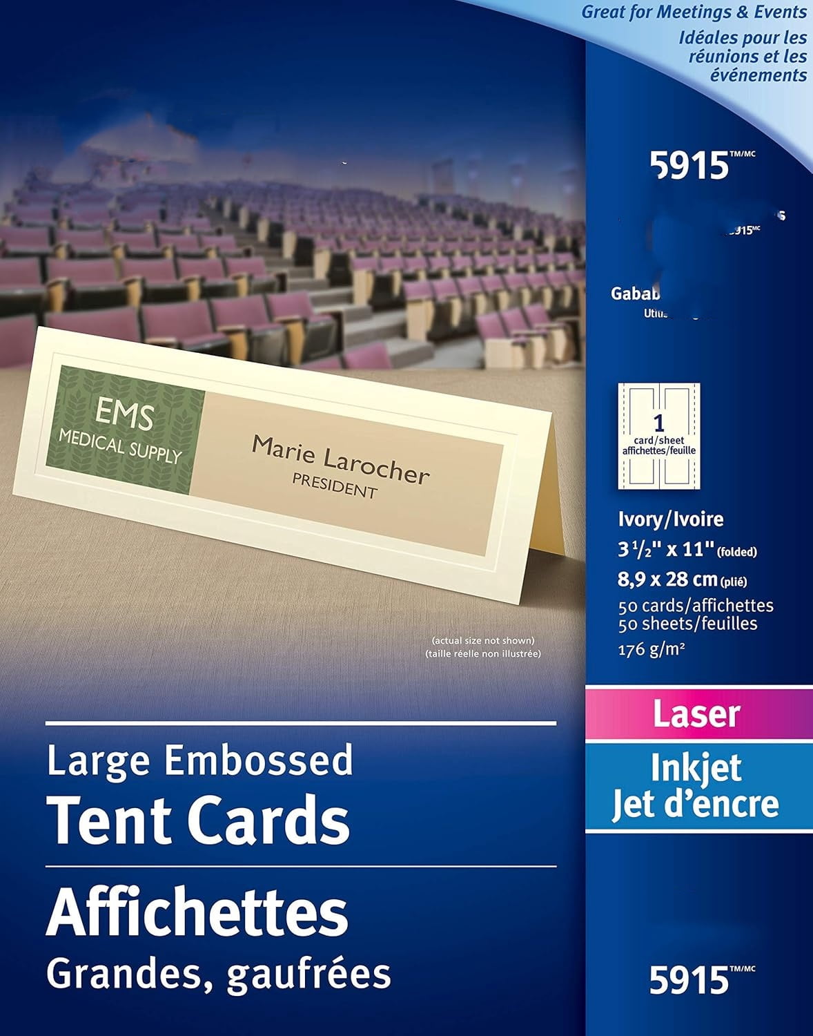 Avery® Embossed Tent Cards, 3 1/2" x 11", Ivory, Pack Of 50 - Walmart.com