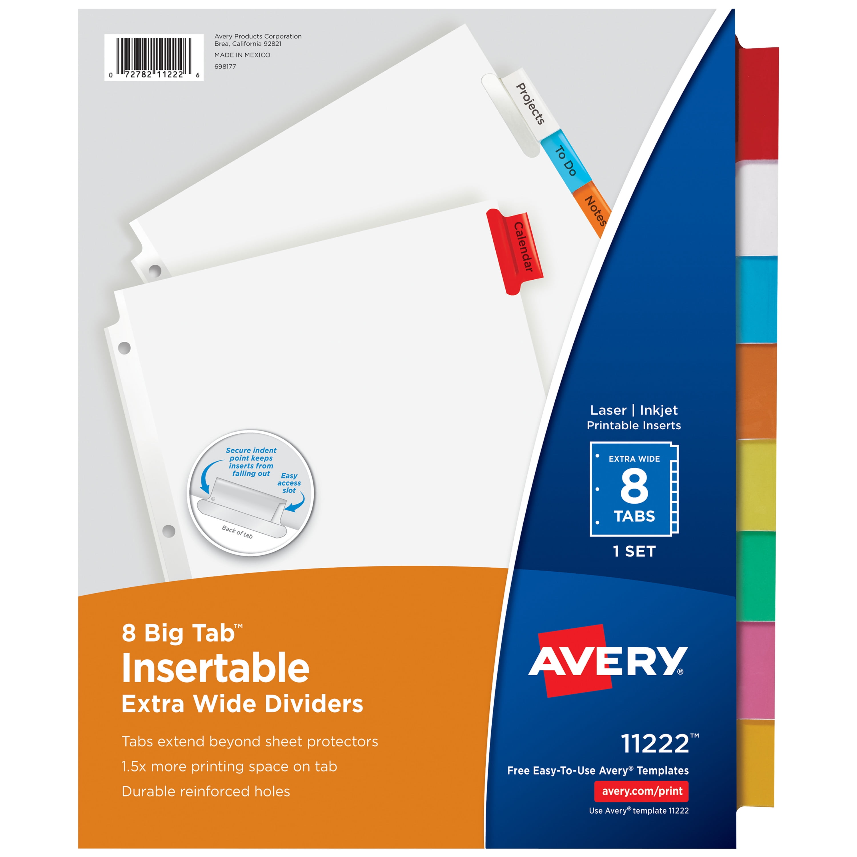 Avery 8-Tab Extra-Wide Big Tab Dividers for Binders, Multicolor (11222 ...