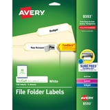 Avery File Folder Labels, 1/3 Cut, 2/3" x 3-7/16", Paper, White, Laser ...