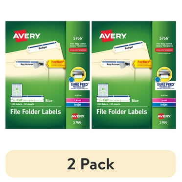 Avery File Folder Labels, 2/3" x 3-7/16", 1,500 Green Labels (5866 ...
