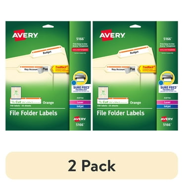 Avery Easy Adhesive Office File Folder Labels, 5/8" x 2-3/4", White ...