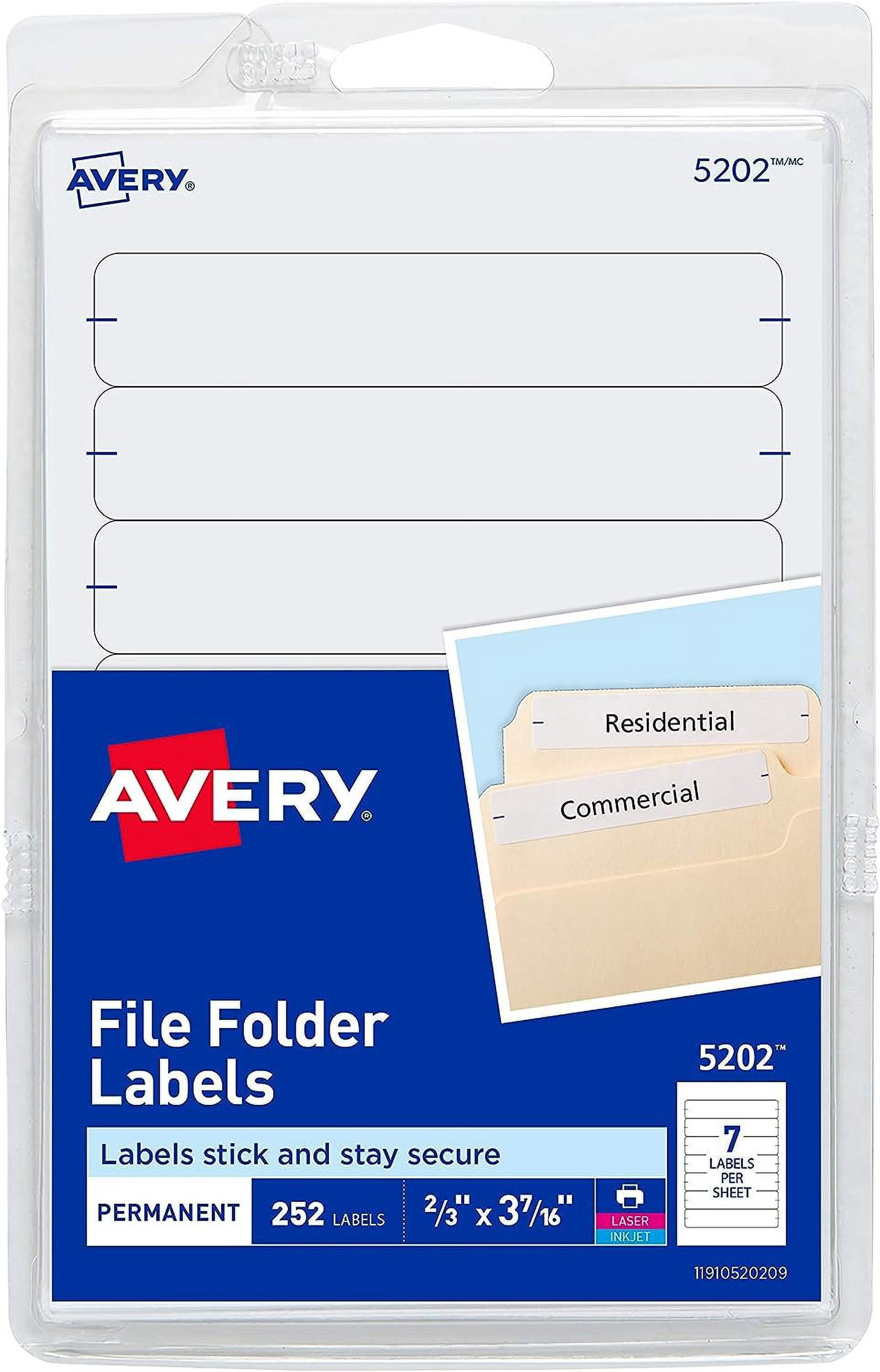Avery File Folder Labels on 4