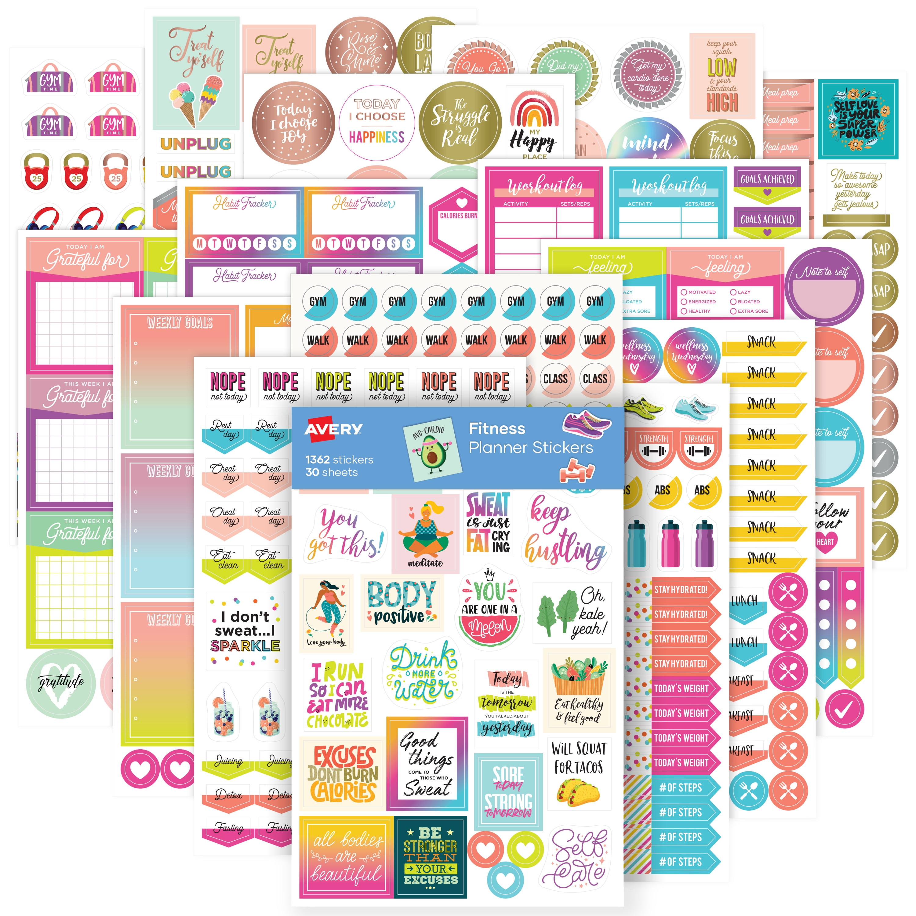 Avery Fitness Planner Sticker Variety Pack, 1,362 Stickers (6787 ...