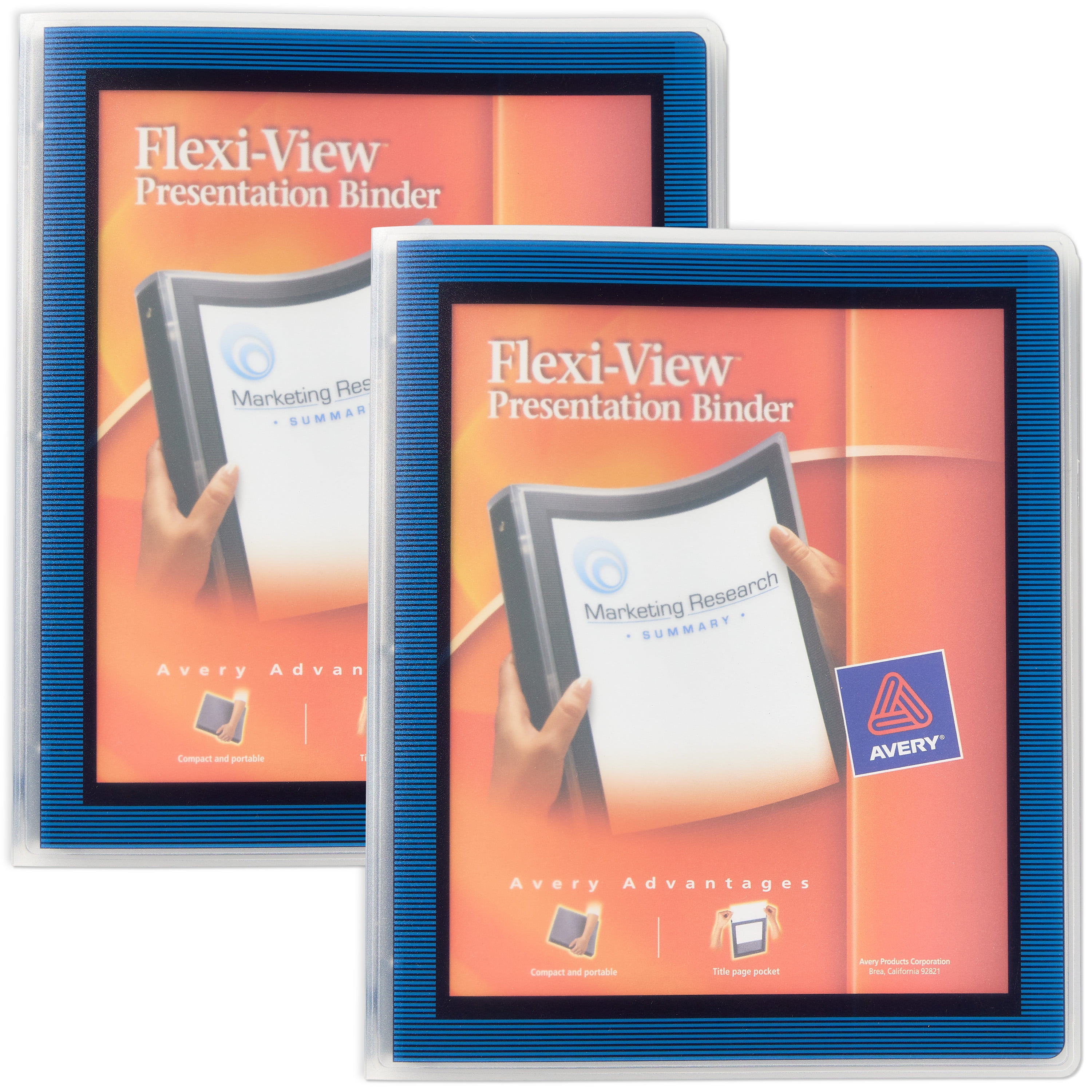 Avery Flexi-View 3 Ring Binder, 1/2 inch Round Rings, 2 Navy Blue ...