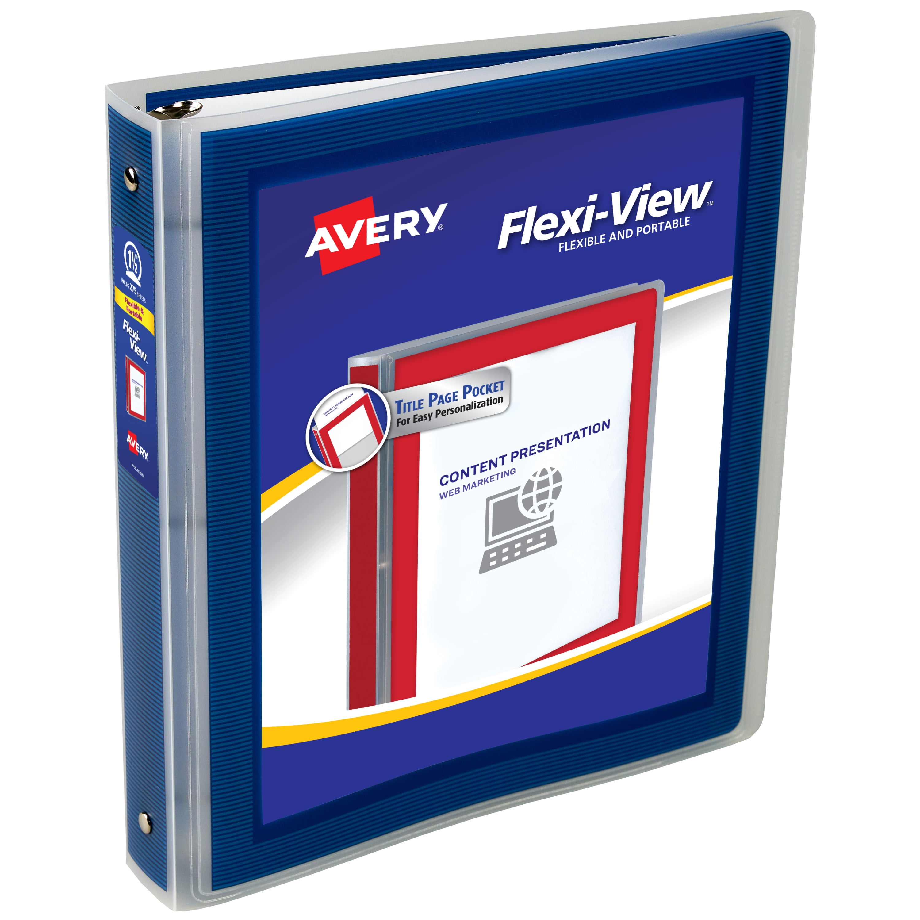 Avery Flexi-View 3 Ring Binder, 1.5 inch Blue Binder (17638) - Walmart.com