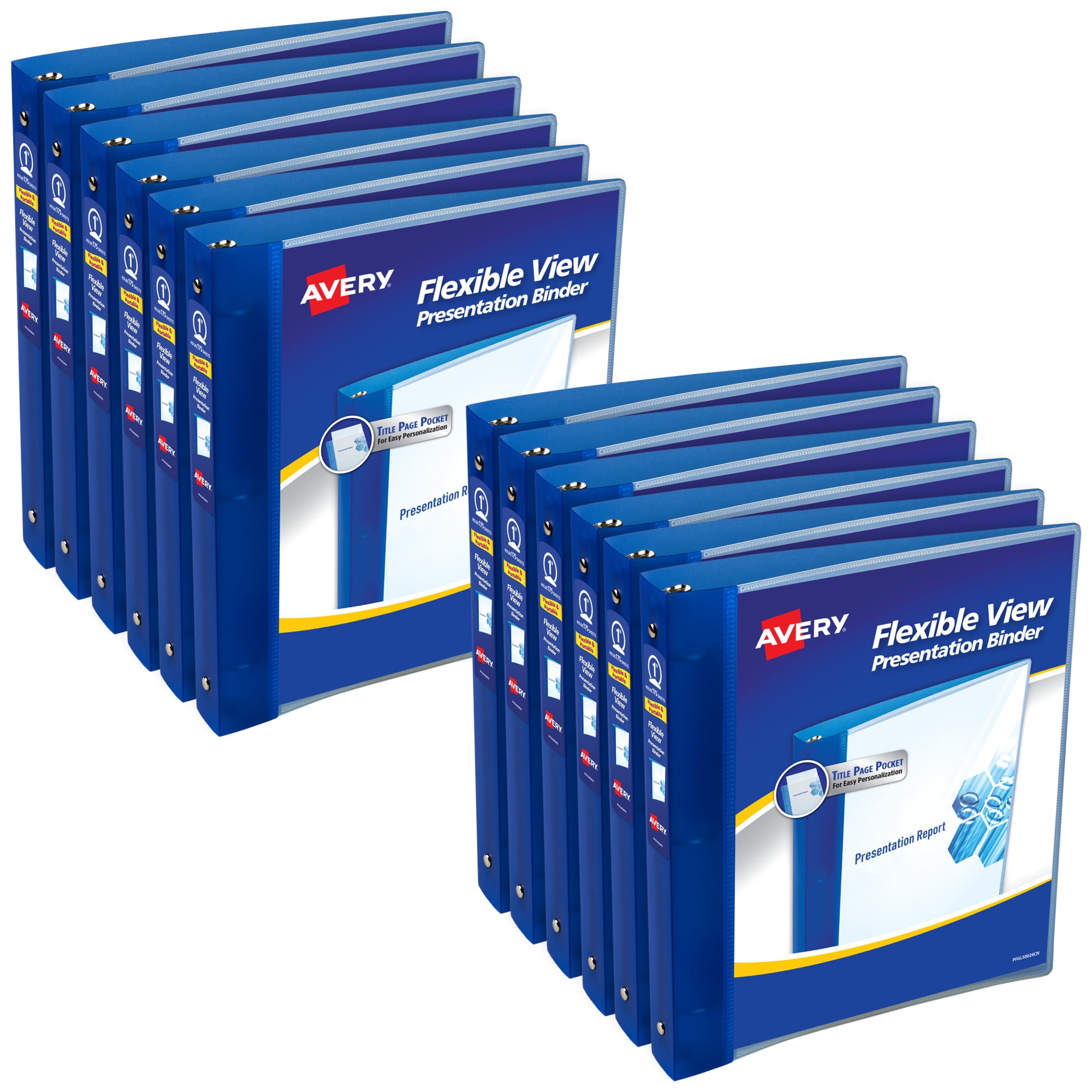 Avery® Flexible View 3 Ring Binder, 1" Round Rings, Blue, Pack Of 12 ...