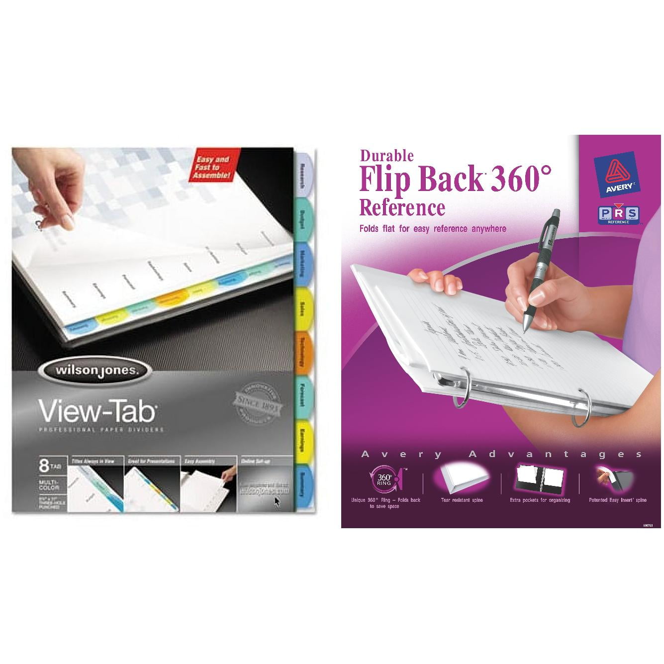 Avery Flip Back View Binders and Acco/Wilson Jones View-Tab Paper ...