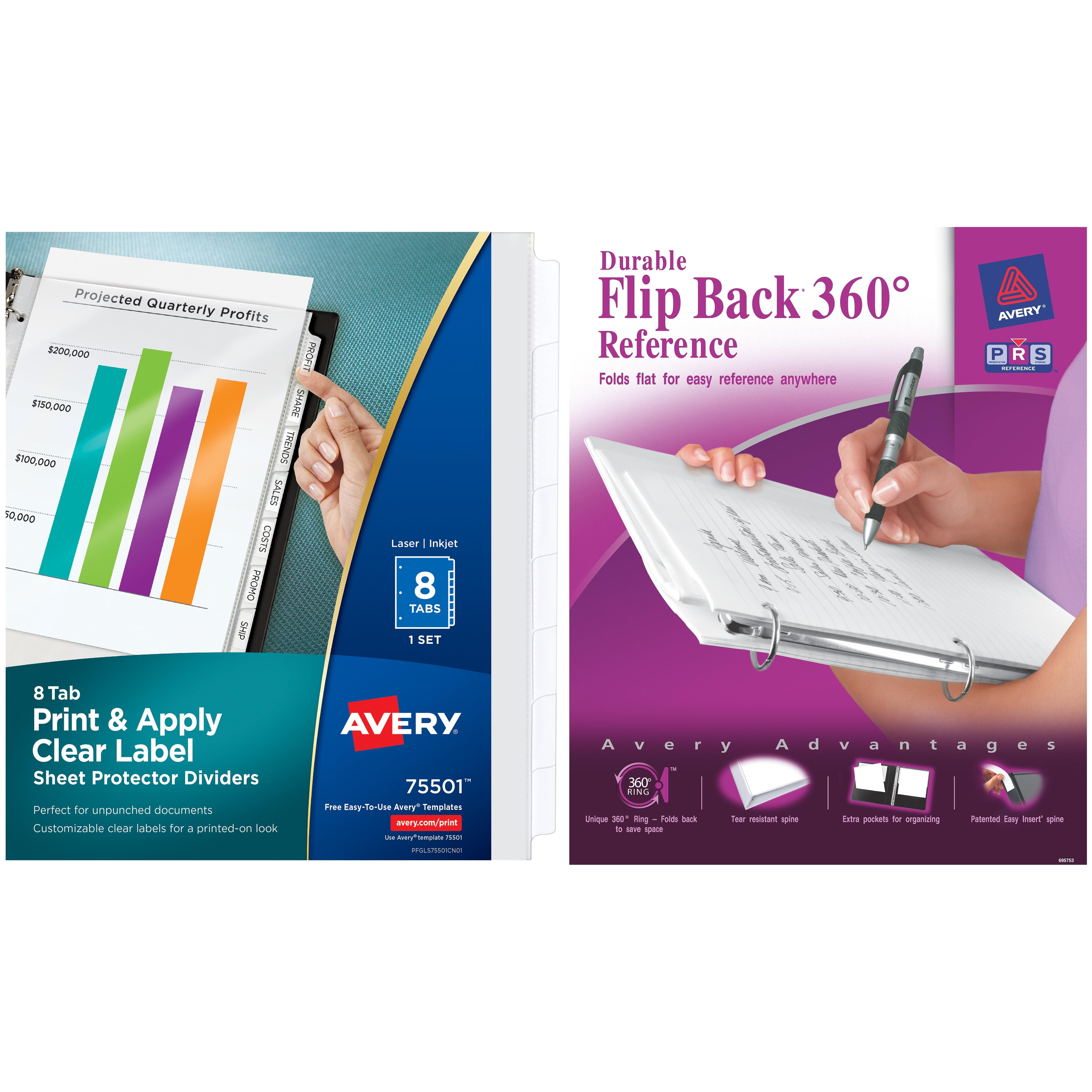 Avery Flip Back View Binders and Avery Index Maker Clear Pocket View ...