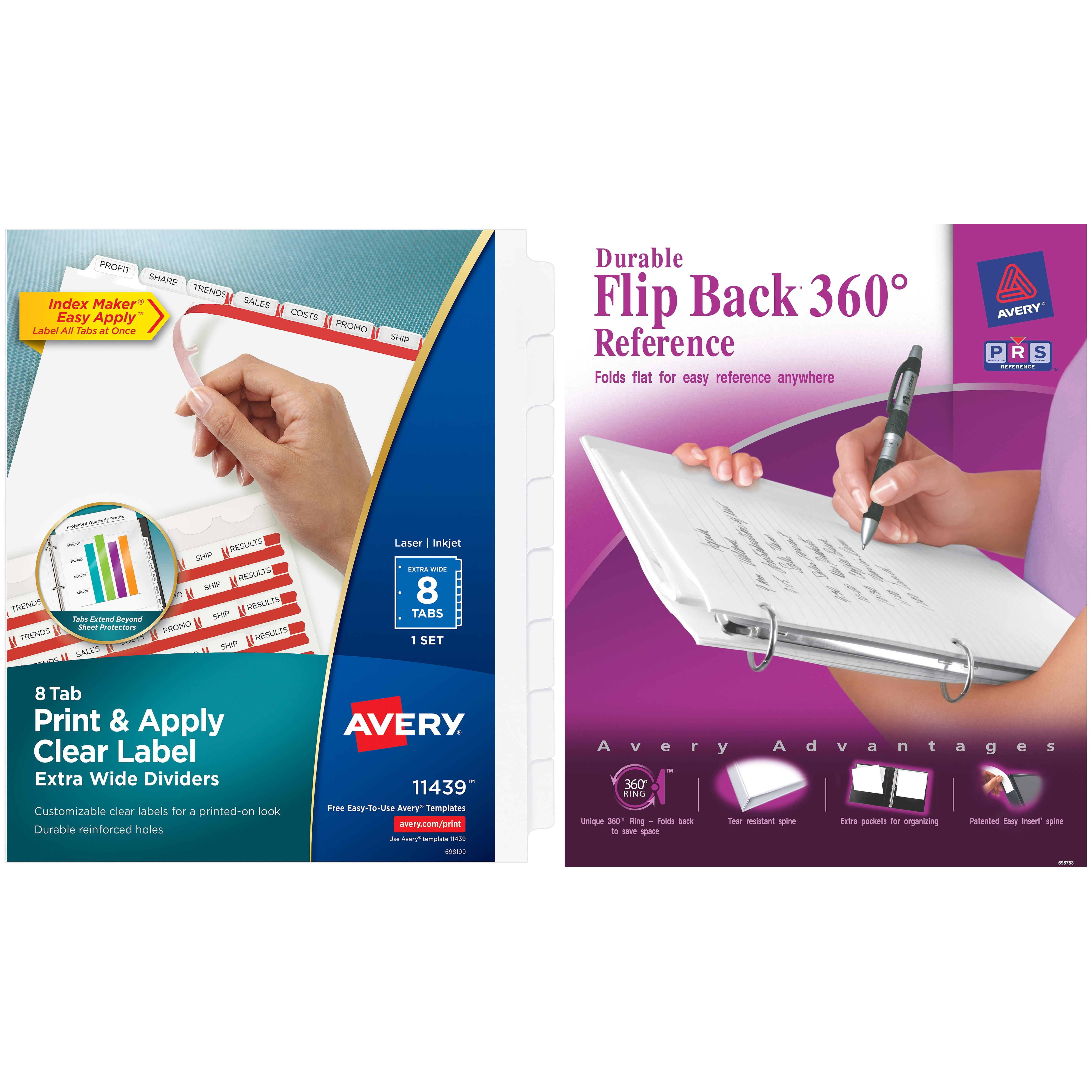 Avery Flip Back View Binders and Avery Index Maker Extra-Wide Tab ...