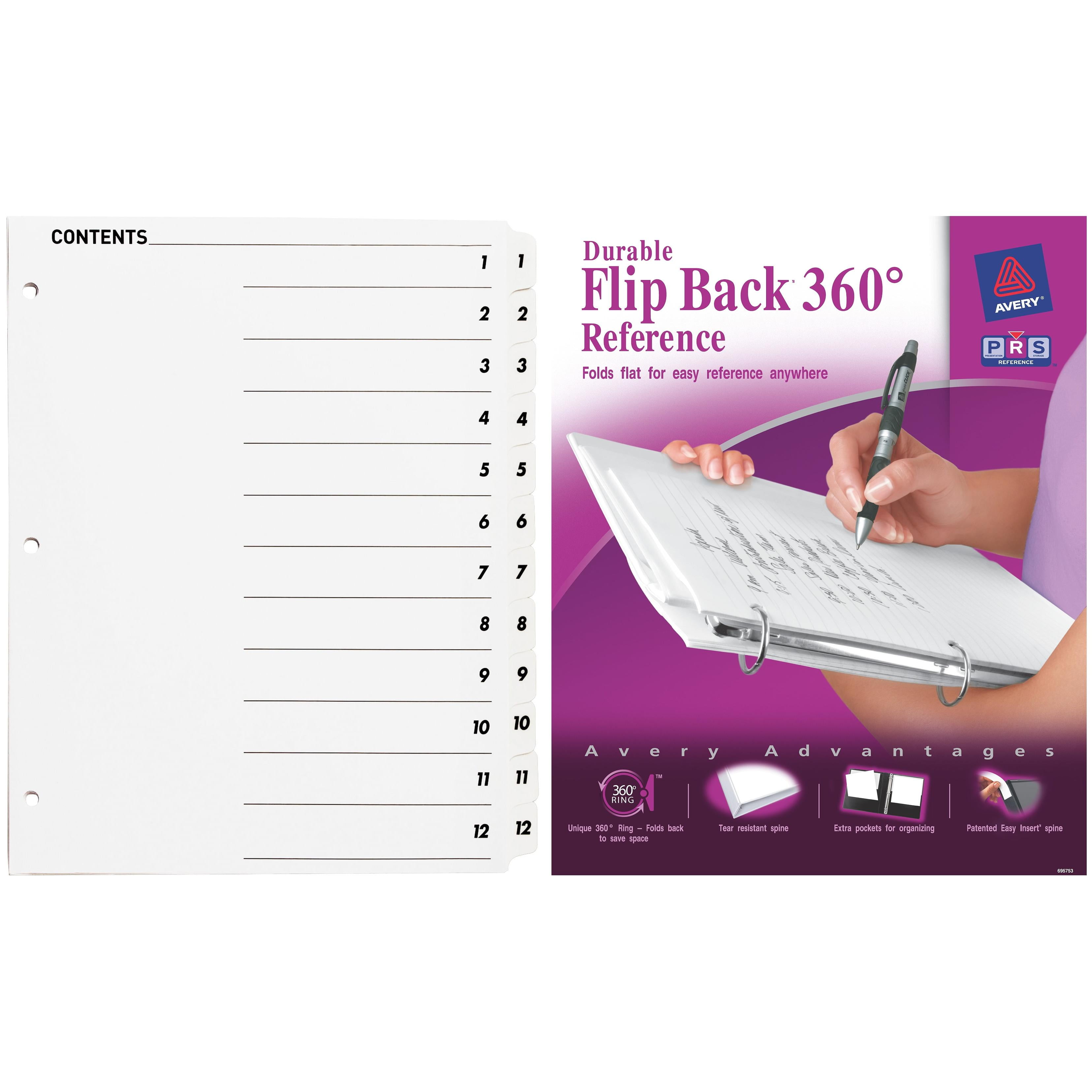 Avery Flip Back View Binders and Sparco Quick Index Dividers with Table ...