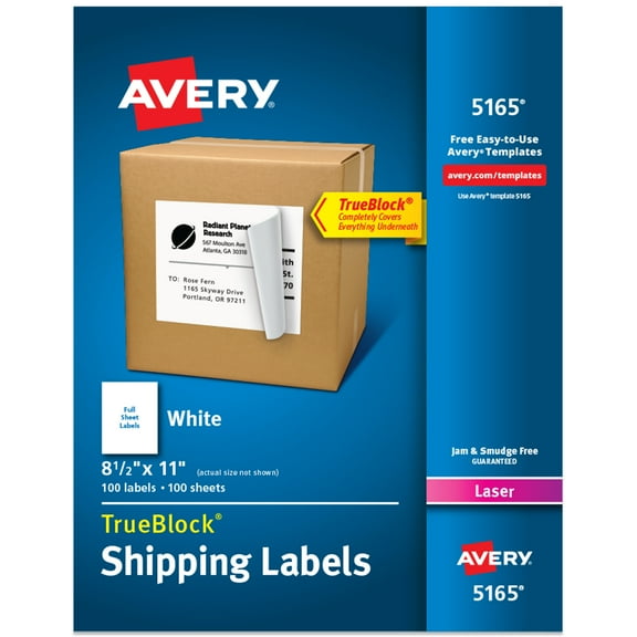 "Avery 5164 White Shipping Labels with Sure Feed for Laser Printers ...