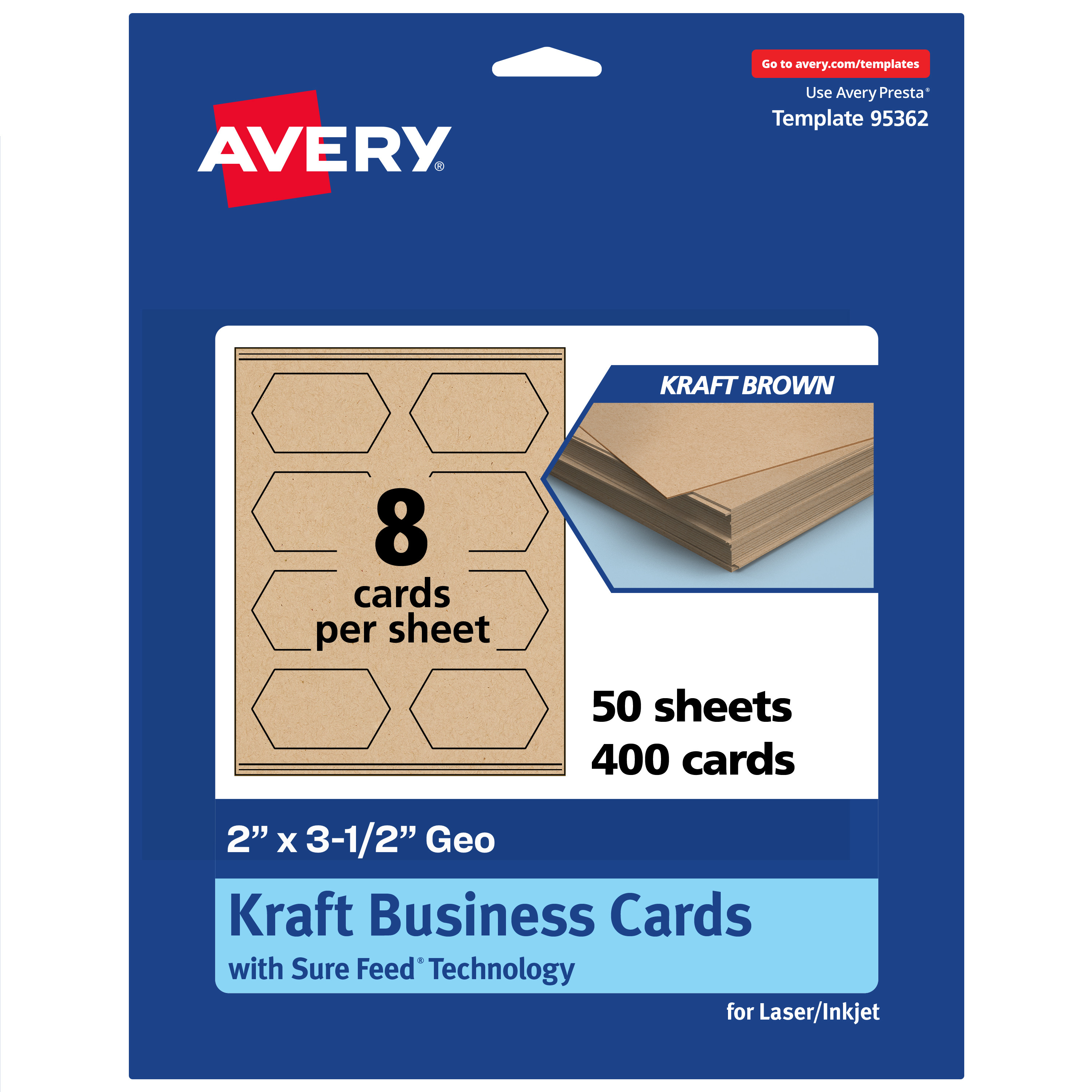Avery Geo Business Cards, 2" x 3-1/2", Kraft Brown, 400 Total - Walmart.com