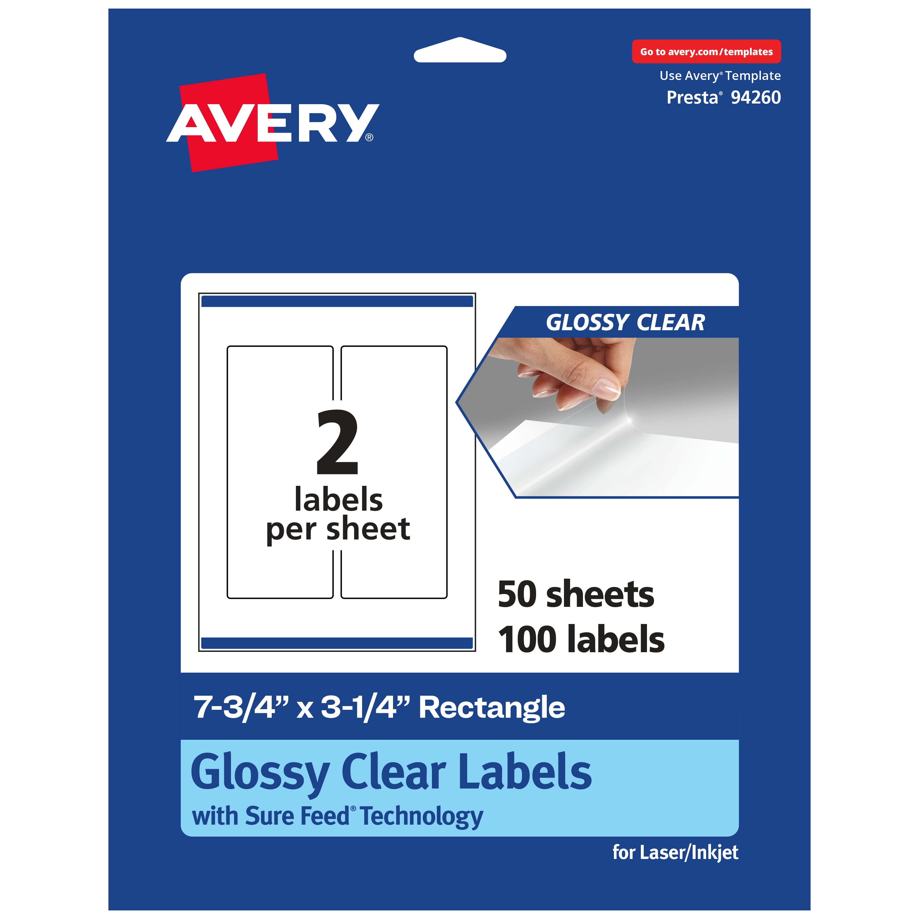Avery Glossy Clear Rectangle Labels, 7.75" x 3.25", 100 Labels ...