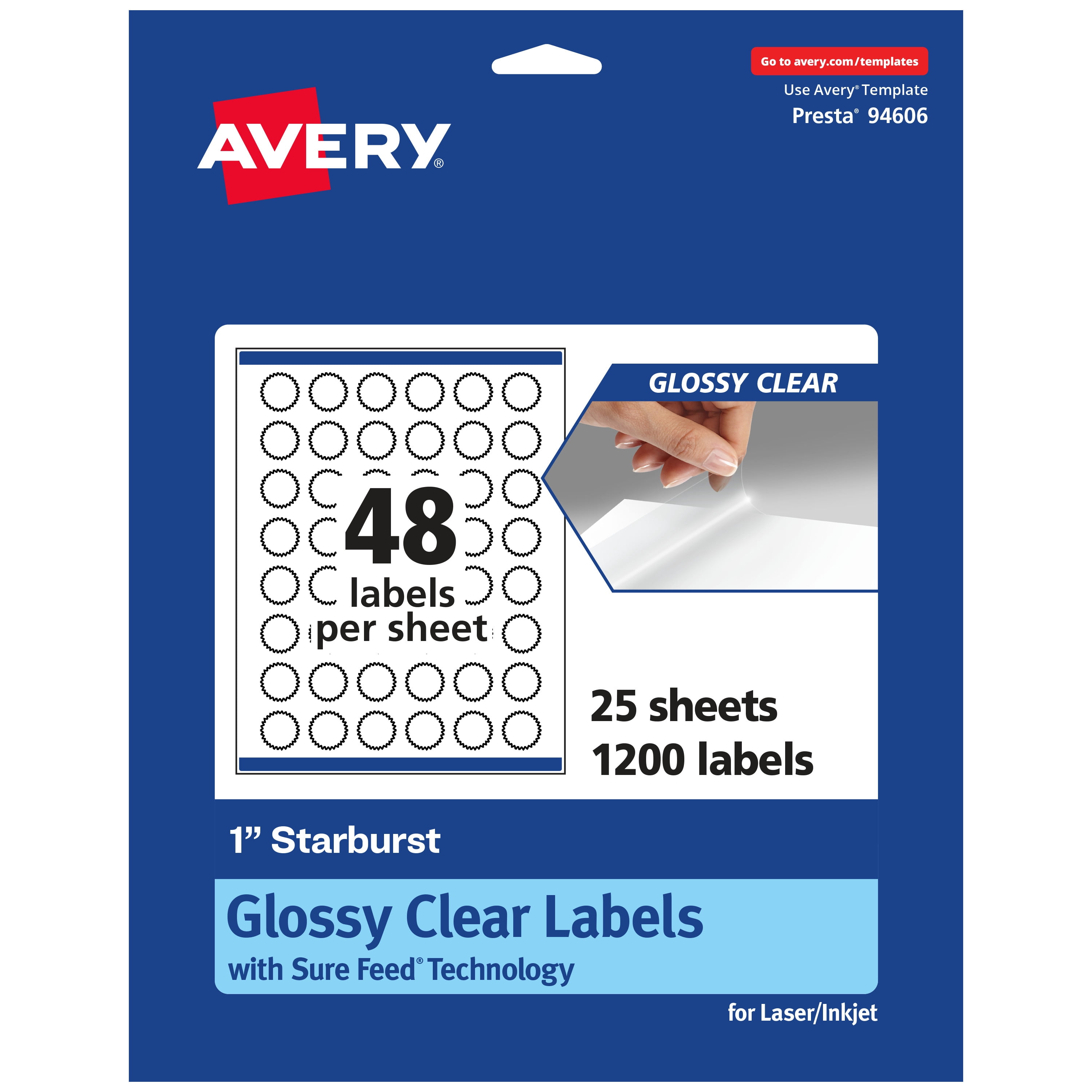 Avery Glossy Clear Starburst Labels, 1", 1,200 Labels - Walmart.com