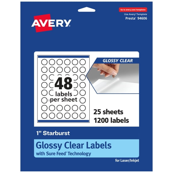 Avery Glossy Clear Starburst Labels, 1", 1,200 Labels - Walmart.com