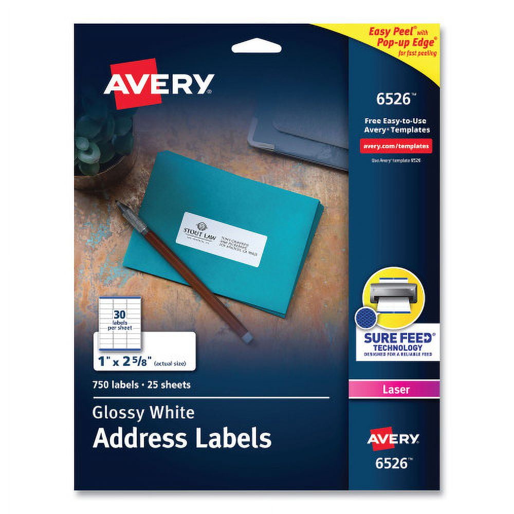 Avery Glossy White Easy Peel Mailing Labels w/ Sure Feed Technology ...