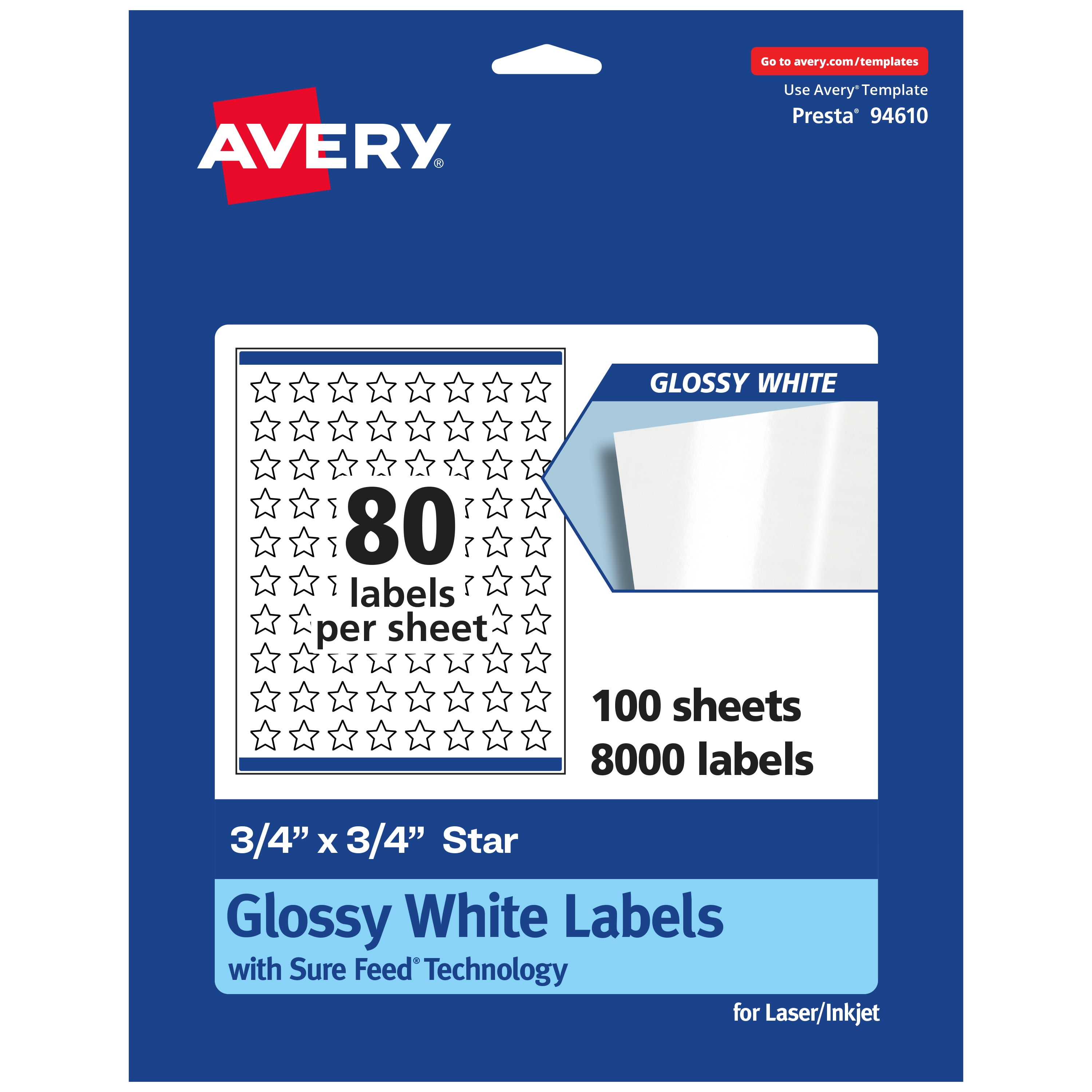 Avery Glossy White Star Labels, 3/4" x 3/4", 8,000 Total - Walmart.com