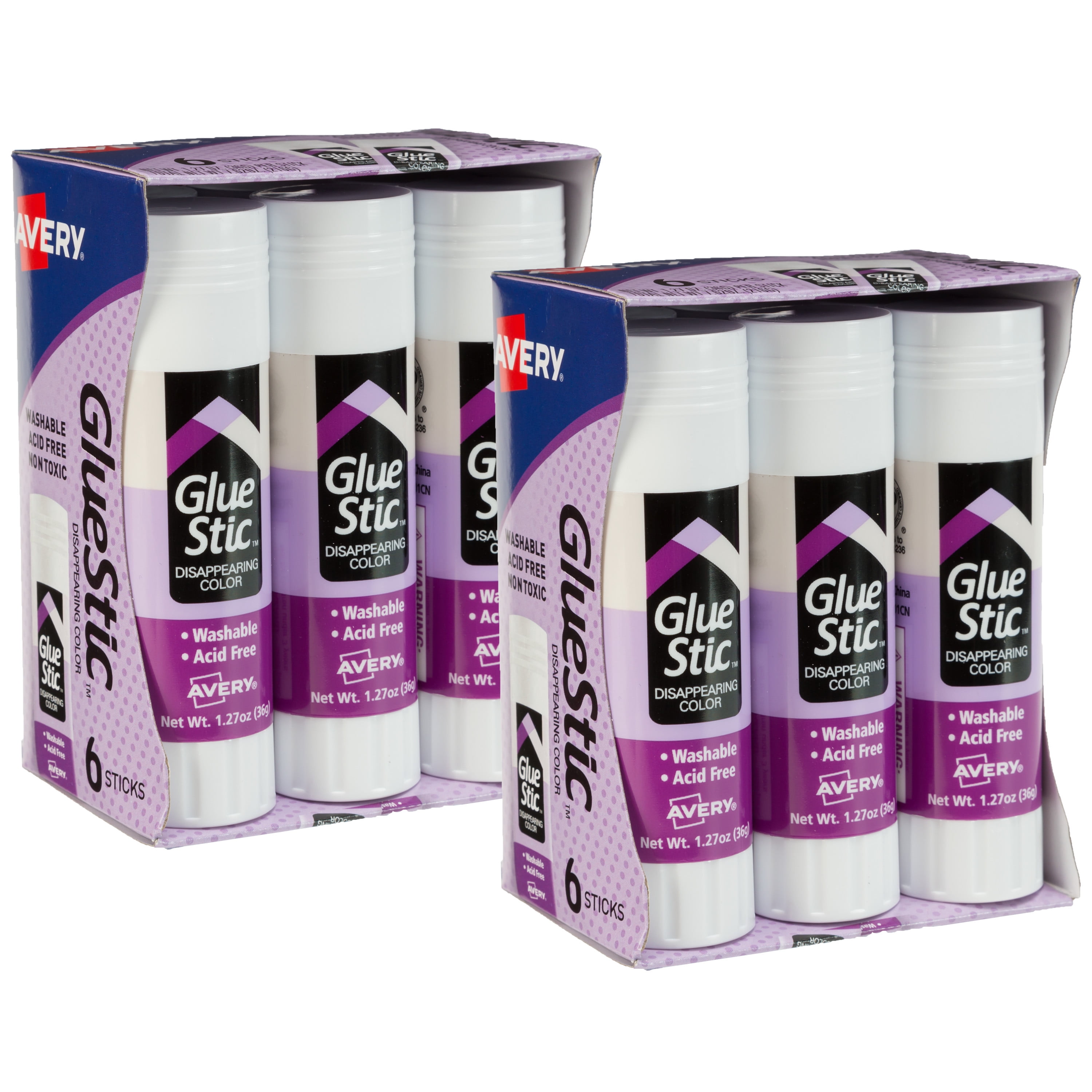 Avery Glue Stic, Disappearing Purple Glue Sticks, 1.27oz, 12 Total (10222) - Walmart.com