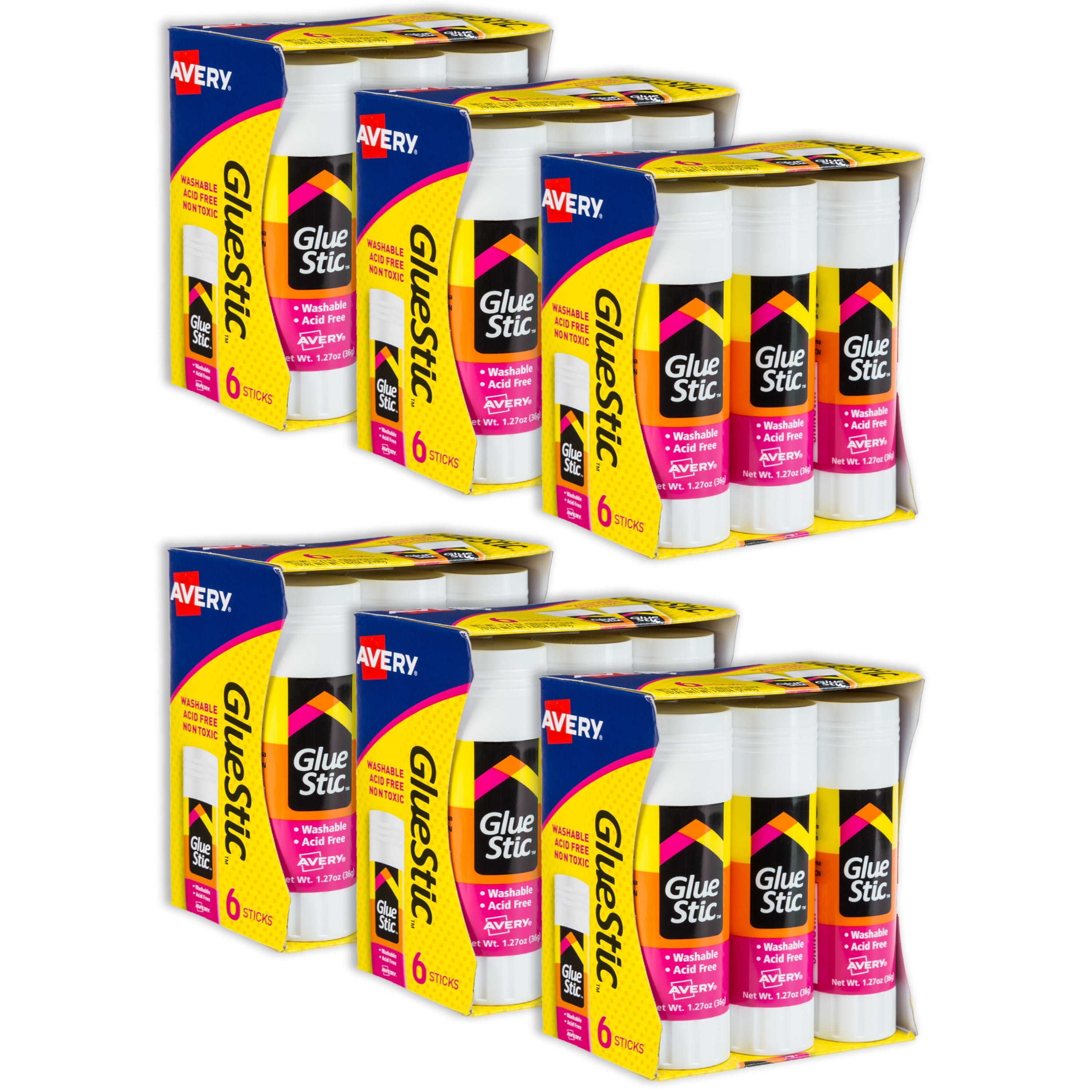 Avery Glue Stic, White Glue Sticks, 1.27 oz, 6 Total (98073) - 12 Pack ...